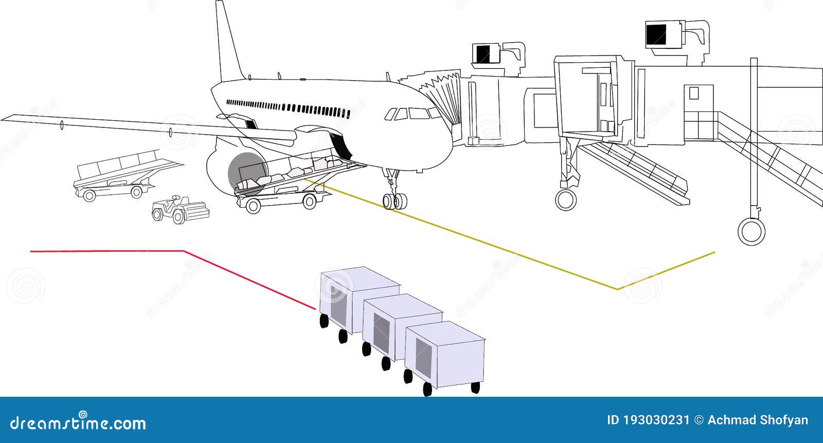 Drawing Airline Boarding Pass Ticket Travel Royalty-Free Illustration ...