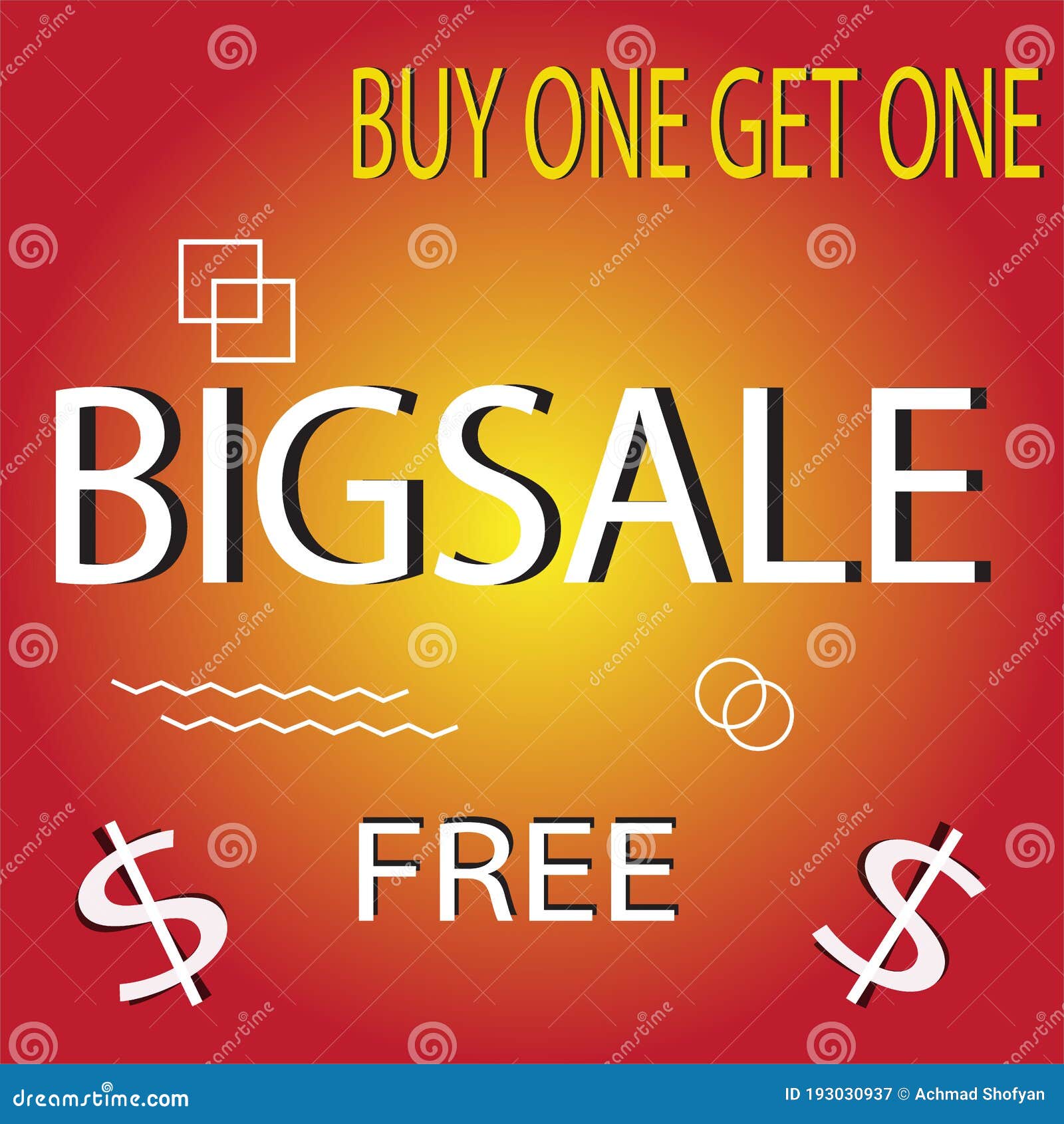 Backround Big Sale Buy One Get One Orange Stock Vector - Illustration ...