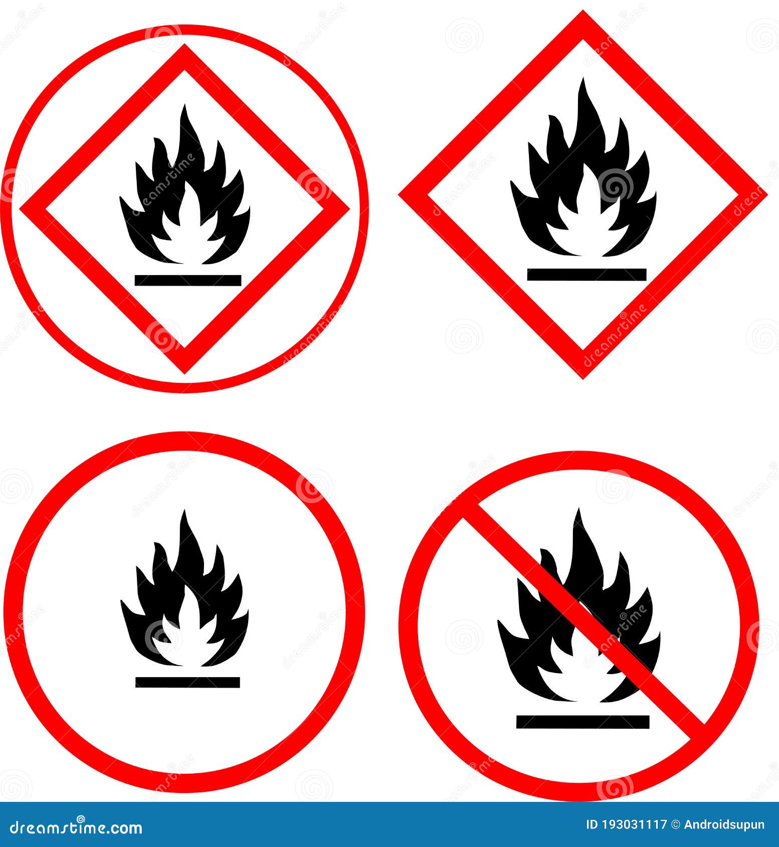 Flame Warning Sign Vector with Red Border Stock Vector - Illustration ...