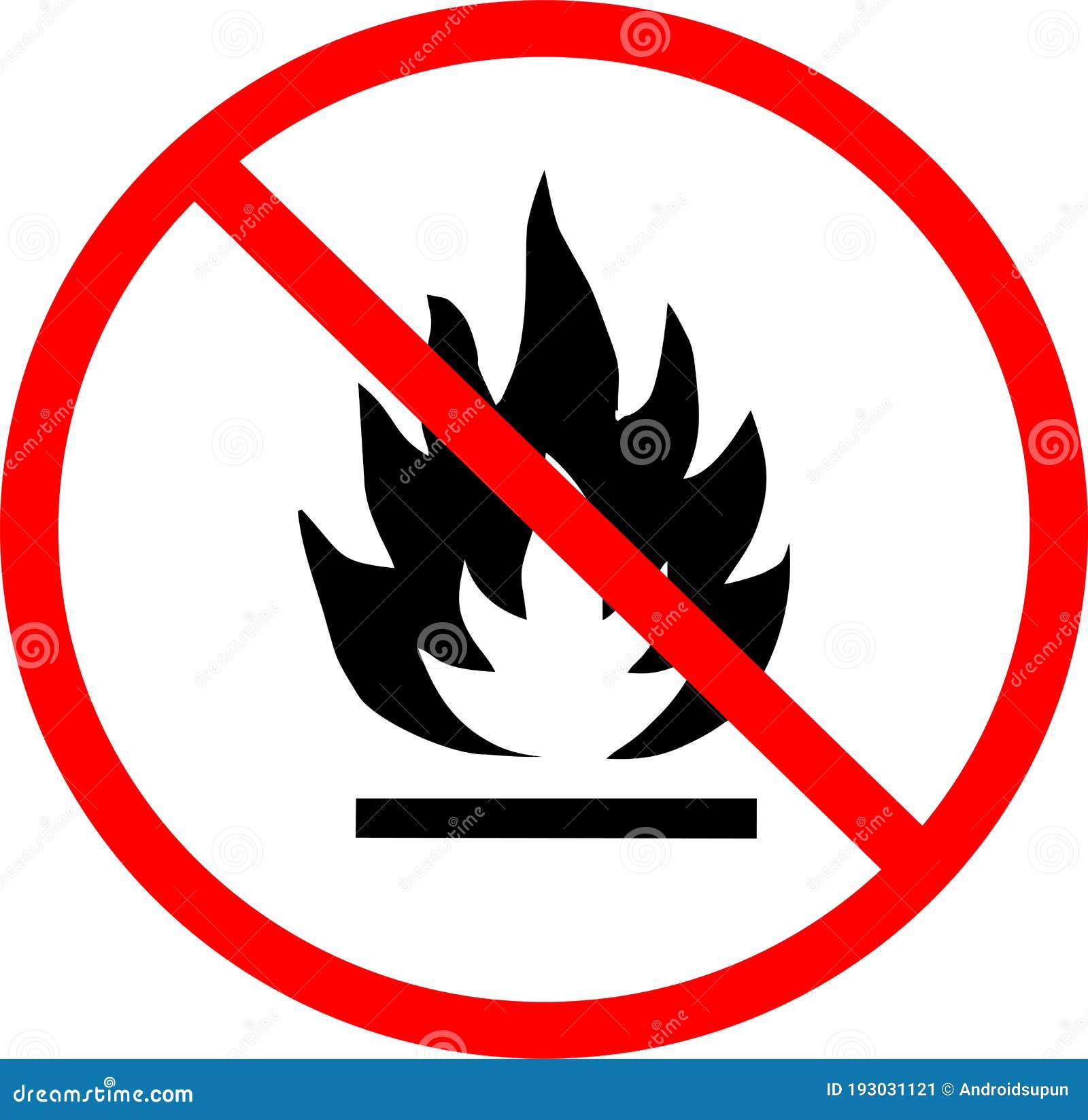 Flame Warning Sign Vector with Red Border Stock Vector - Illustration ...