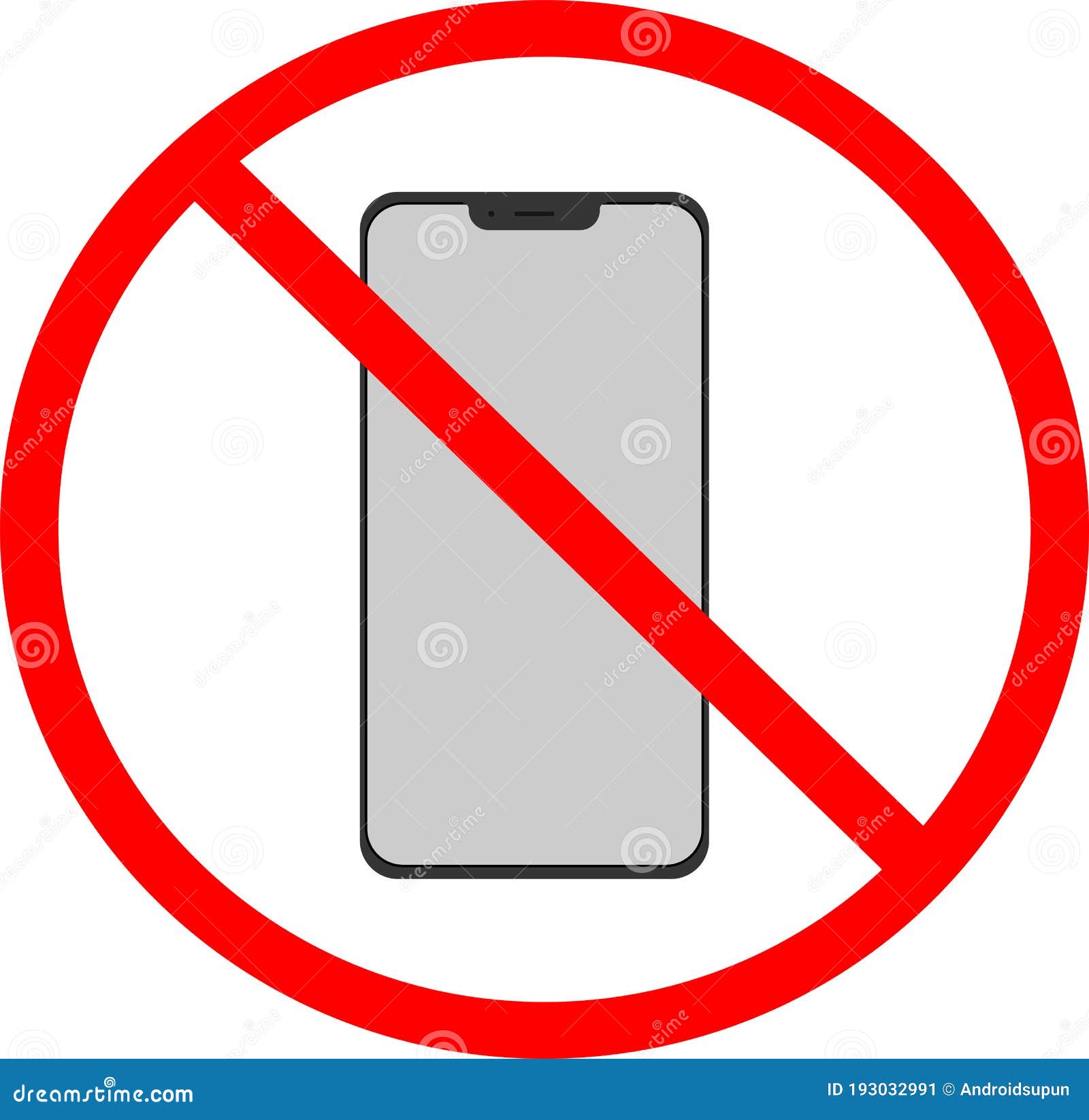Modern Mobile Phone Front View with Stop Sign Stock Vector ...