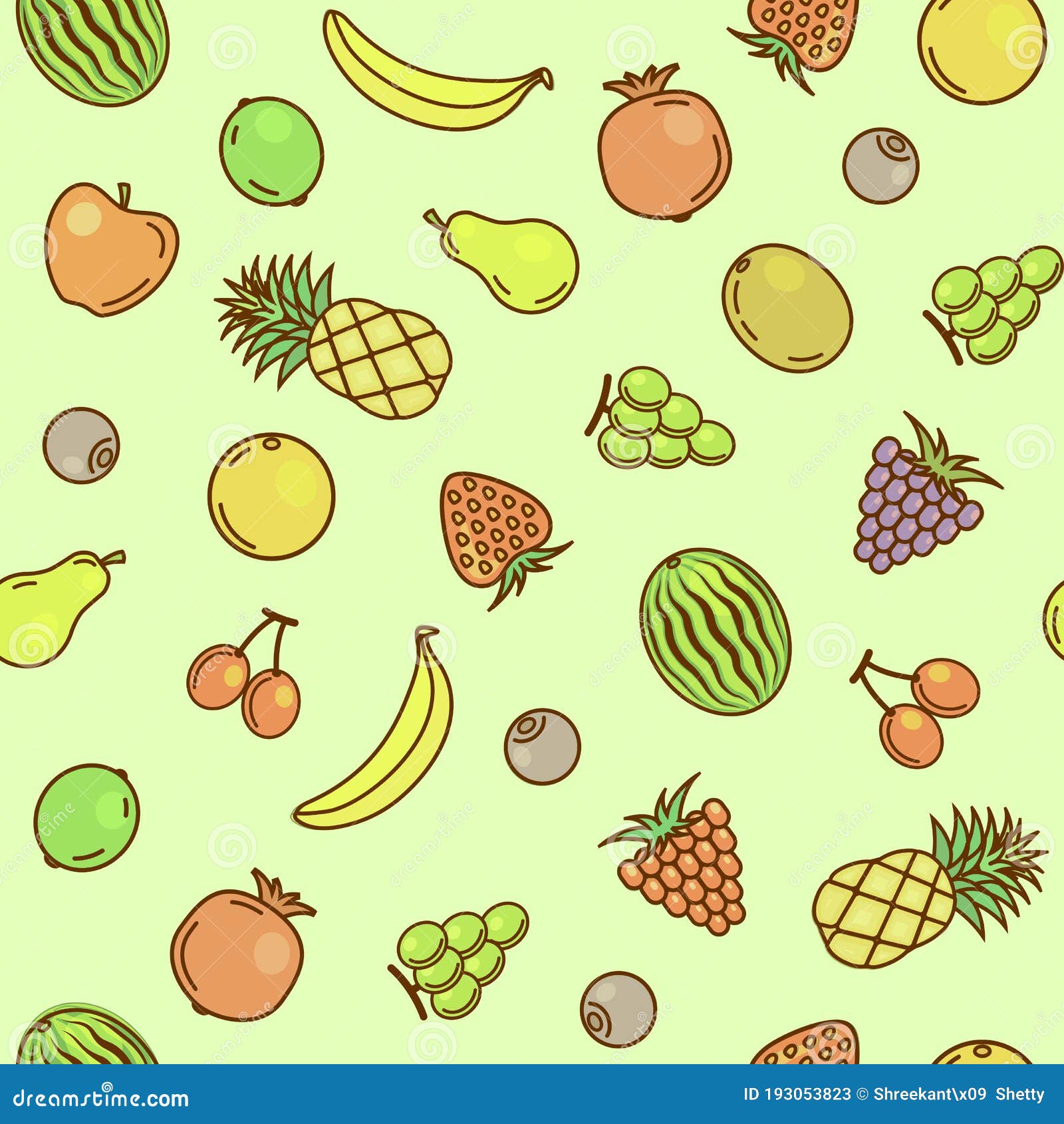 Fruits set pattern stock vector. Illustration of colored - 193053823