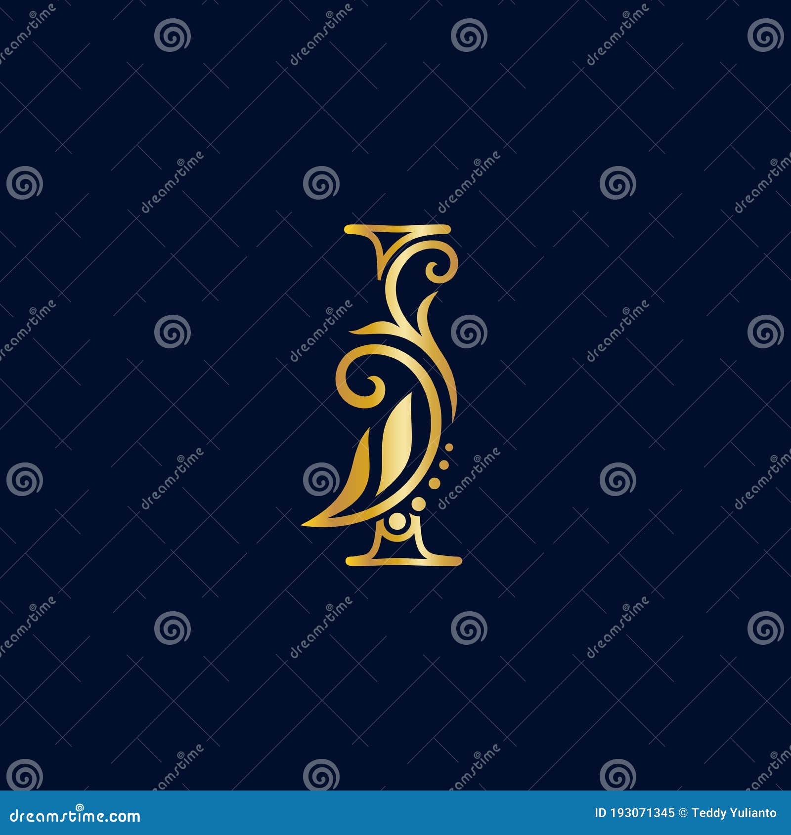 Elegant and Luxury Initial Line I Stock Vector - Illustration of ...