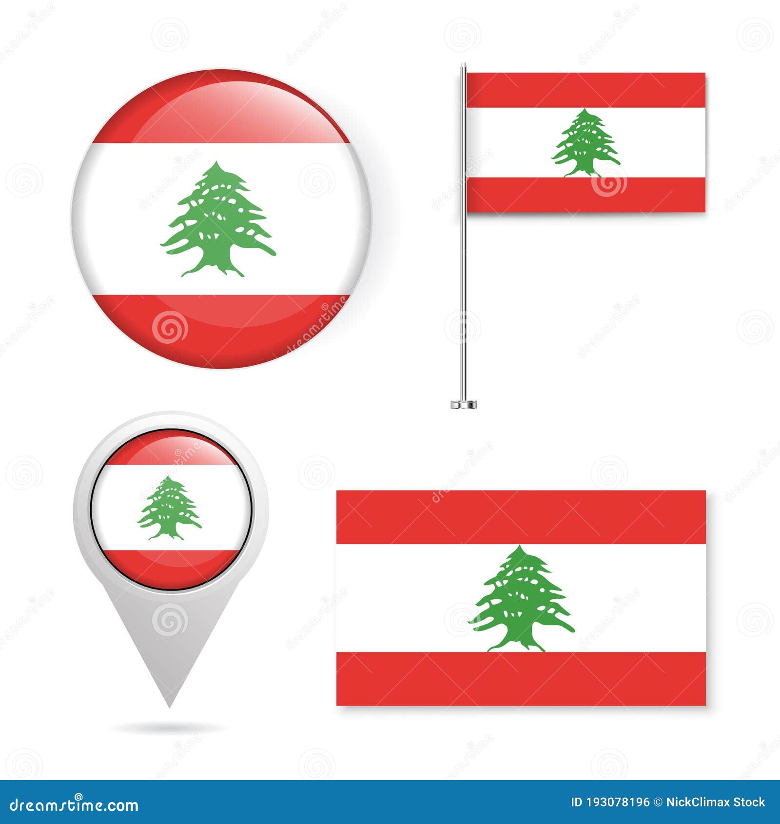 Lebanon Circle Flag Symbol Vector Illustration | CartoonDealer.com ...