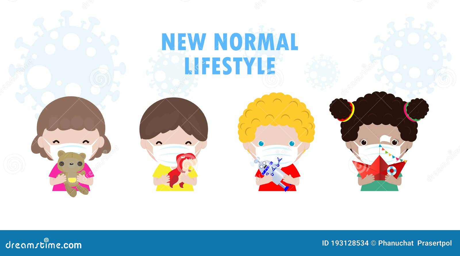 New Normal Lifestyle Concept after Coronavirus Outbreak, Kids Wearing ...