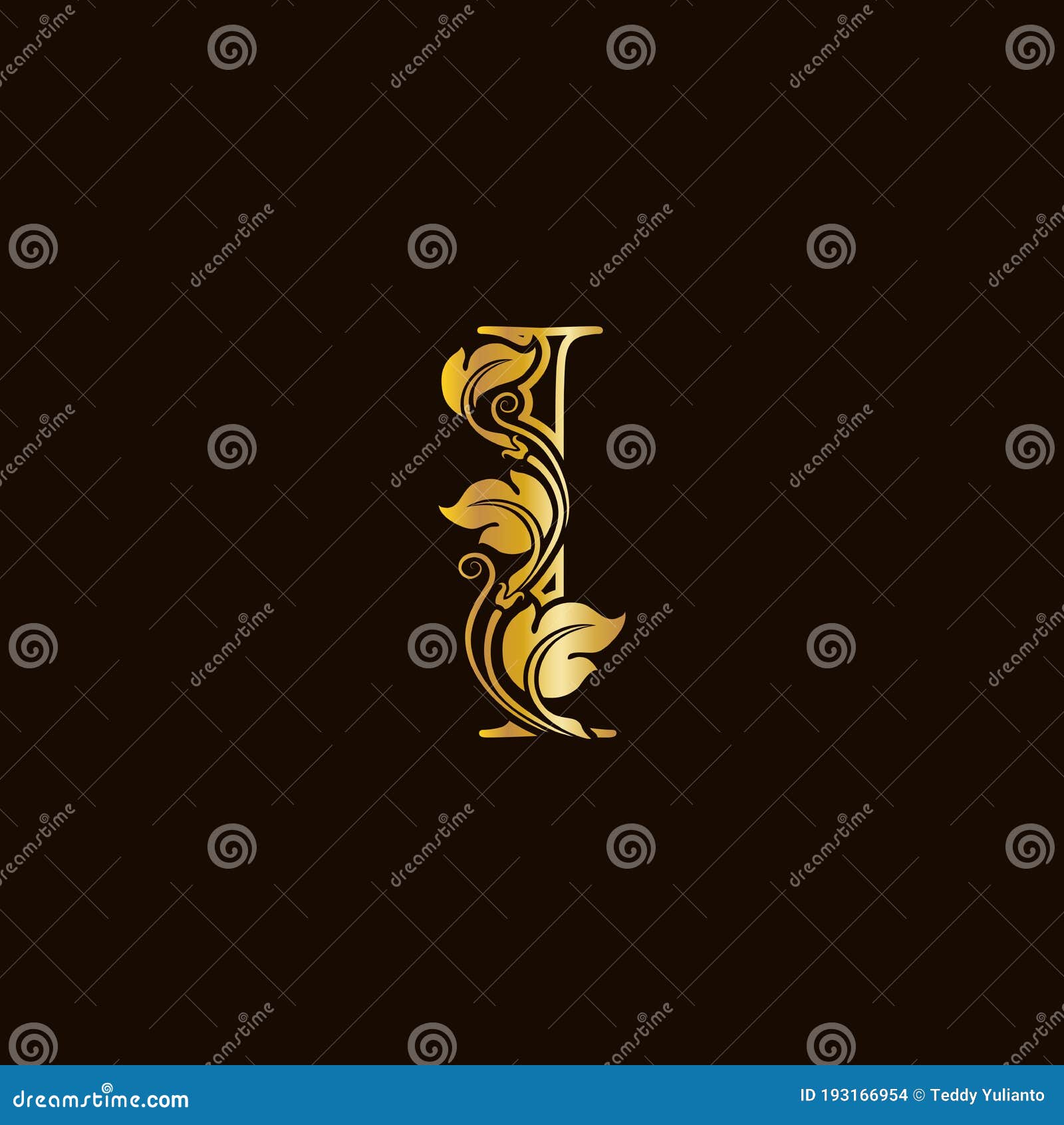 Luxury and Elegant Initial Line I Stock Vector - Illustration of font ...