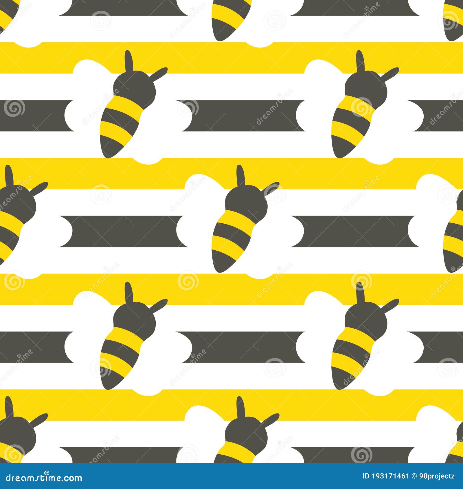 Abstract Striped Bees Pattern, Bug Wallpaper, Seamless Pattern, Vector ...