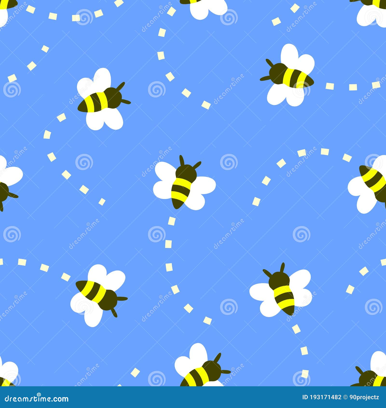 Buzz Bees Illustration, Seamless Pattern, Vector Art EPS 10. Stock ...