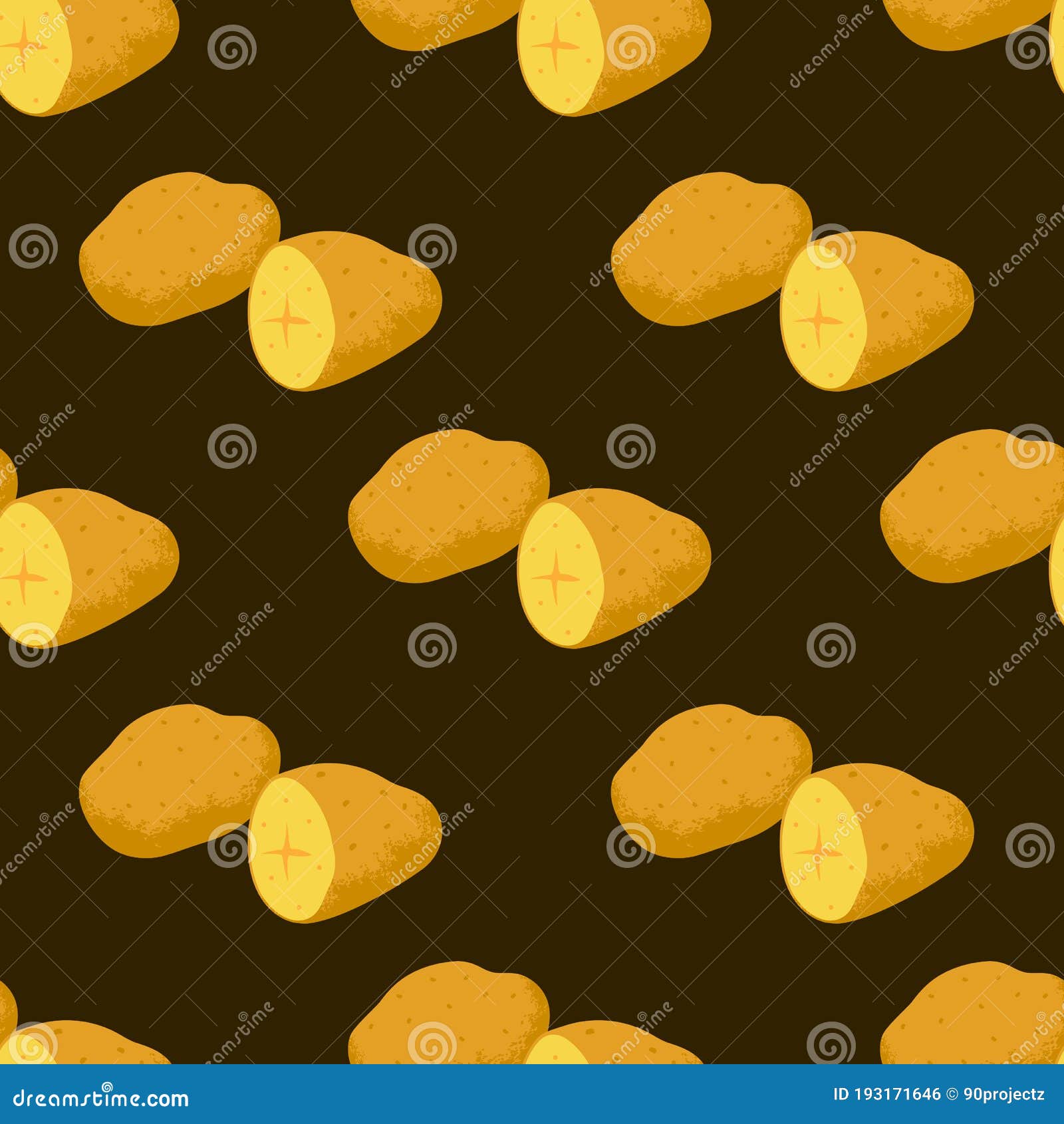 Seamless Potato Pattern, Vegetable Illustration, Vector Illustration ...