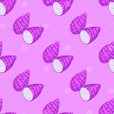 Seamless Taro Pattern, Hand Drawn Taro Illustration, Vector ...