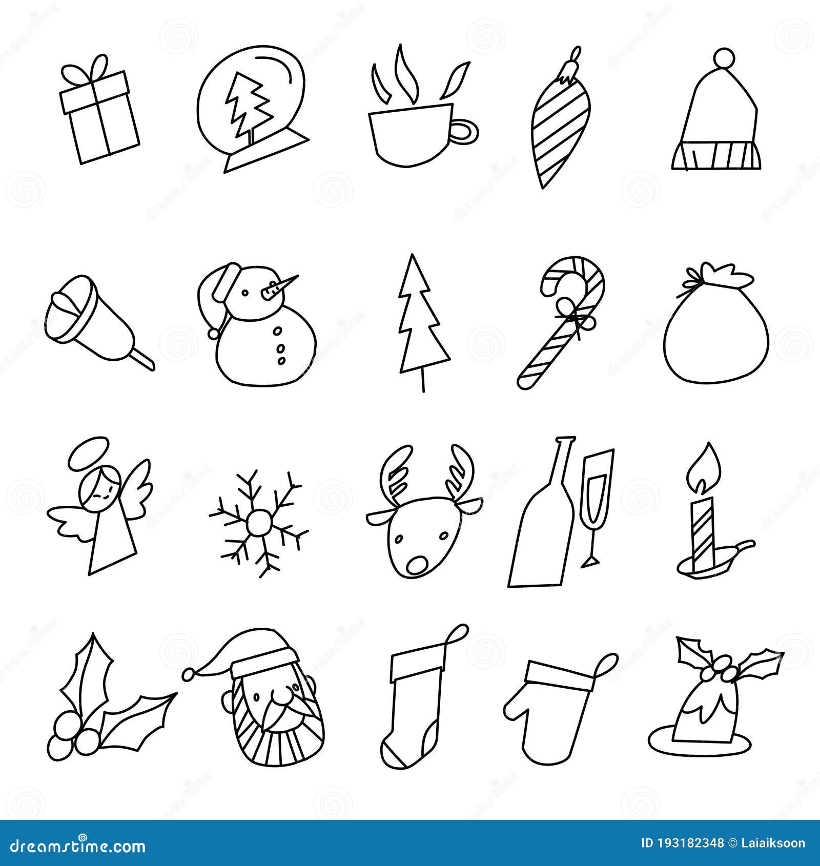 Set of Christmas doodle. stock vector. Illustration of december - 193182348