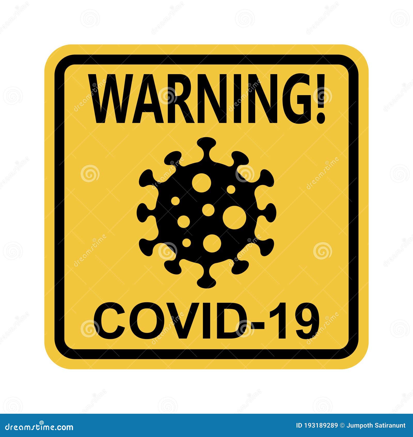 Covid-19 Warning Square Sign, Caution Sign Coronavirus Outbreak ...