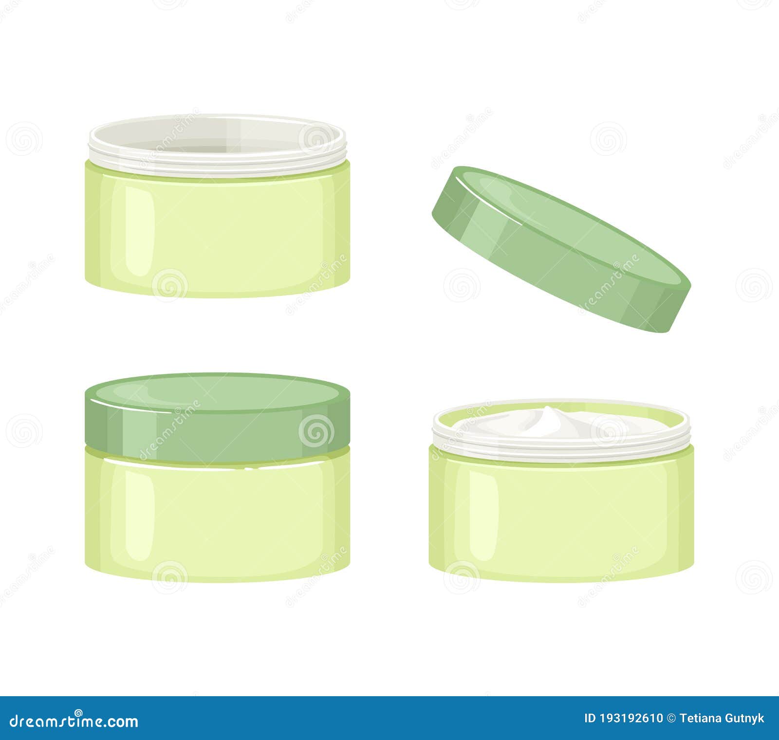 Cosmetic Cream Jar Set. Vector Illustration. Cartoon Flat Style. Stock ...