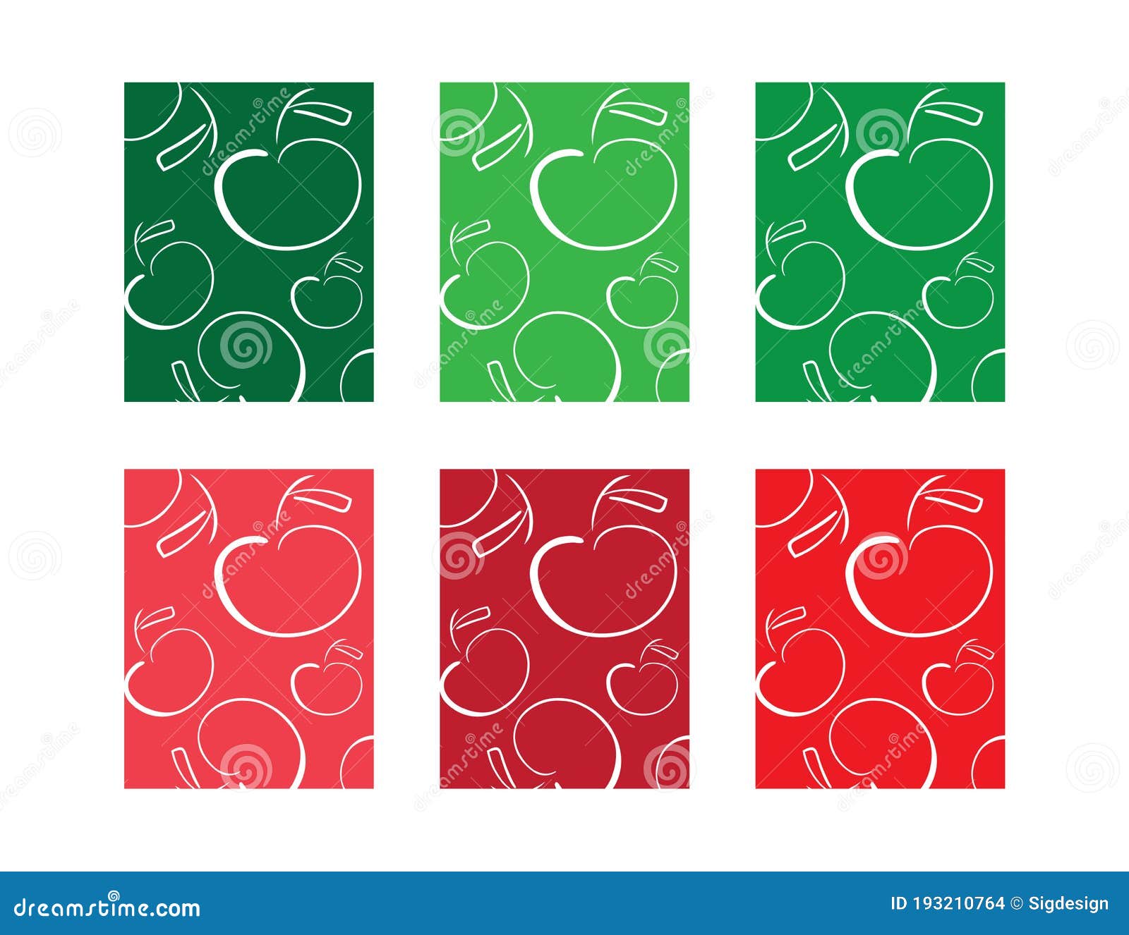 Set of Colorful Cards with White Apples Pattern Stock Vector ...