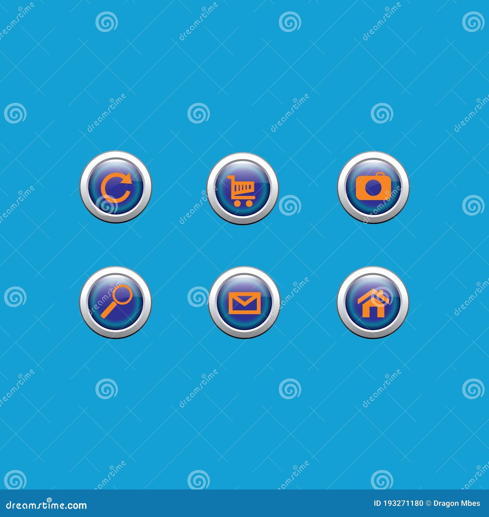 Round Web Buttons with Metal Effect. Stock Vector - Illustration of ...