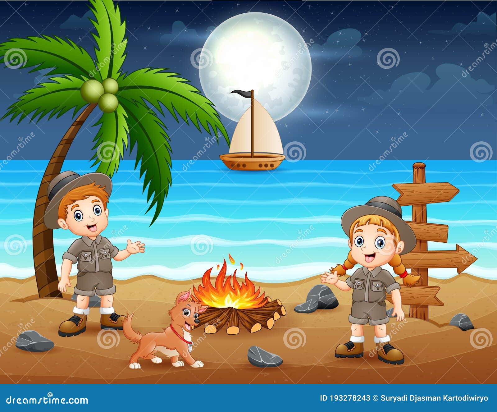Scout Kids Character Vector Illustration | CartoonDealer.com #212250336