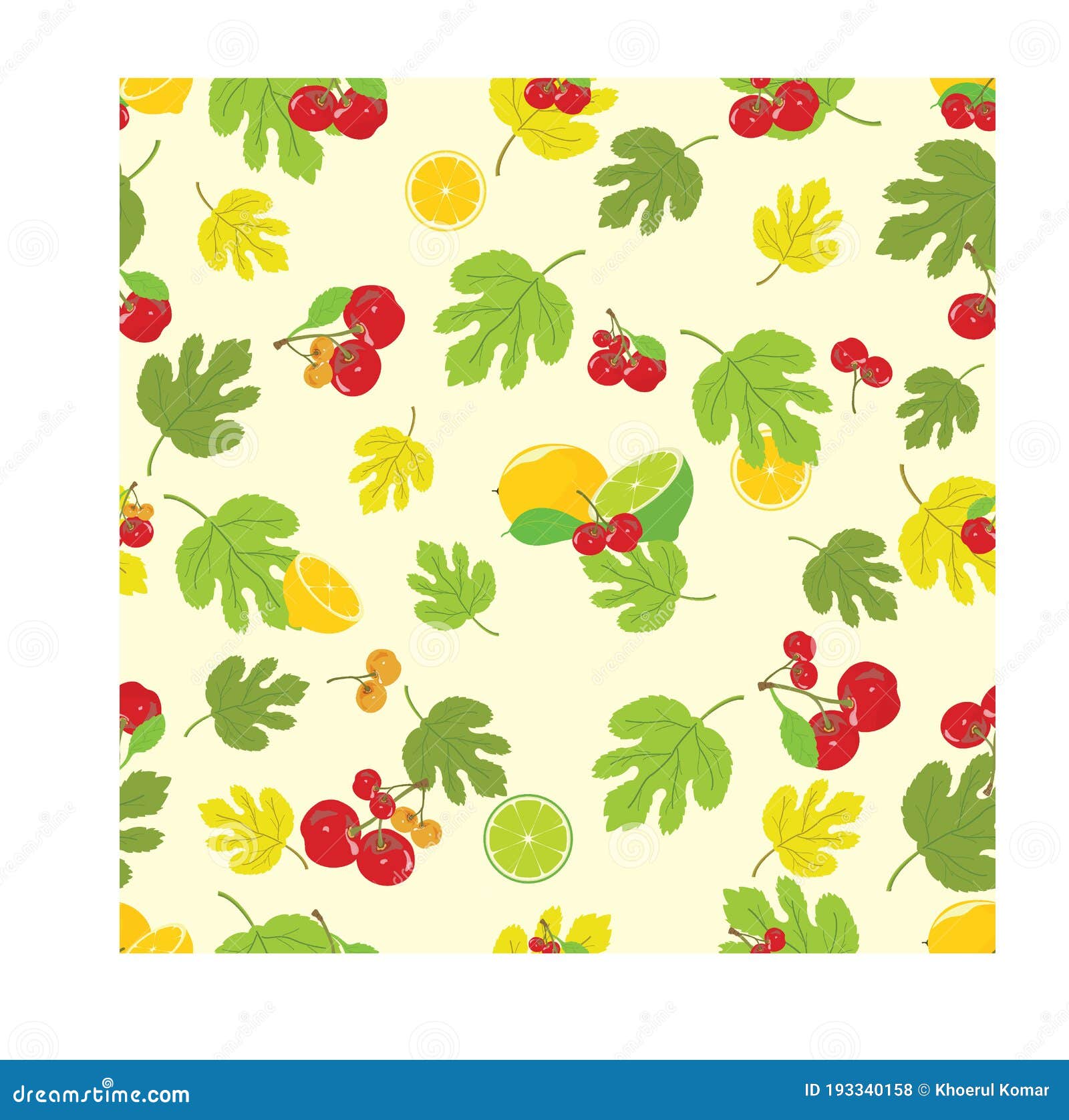 Seamless Pattern with Cherries and Lemon Slices Stock Vector ...
