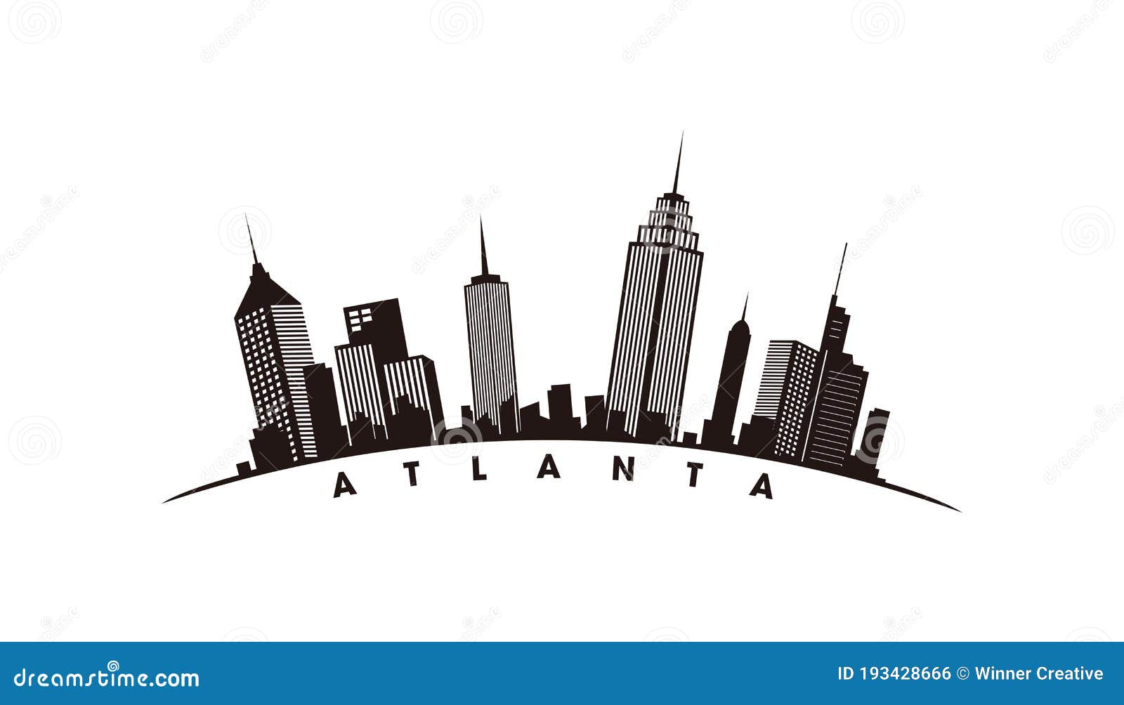 Big Set Of Atlanta Landmarks, Buildings, Symbols Cartoon Vector ...