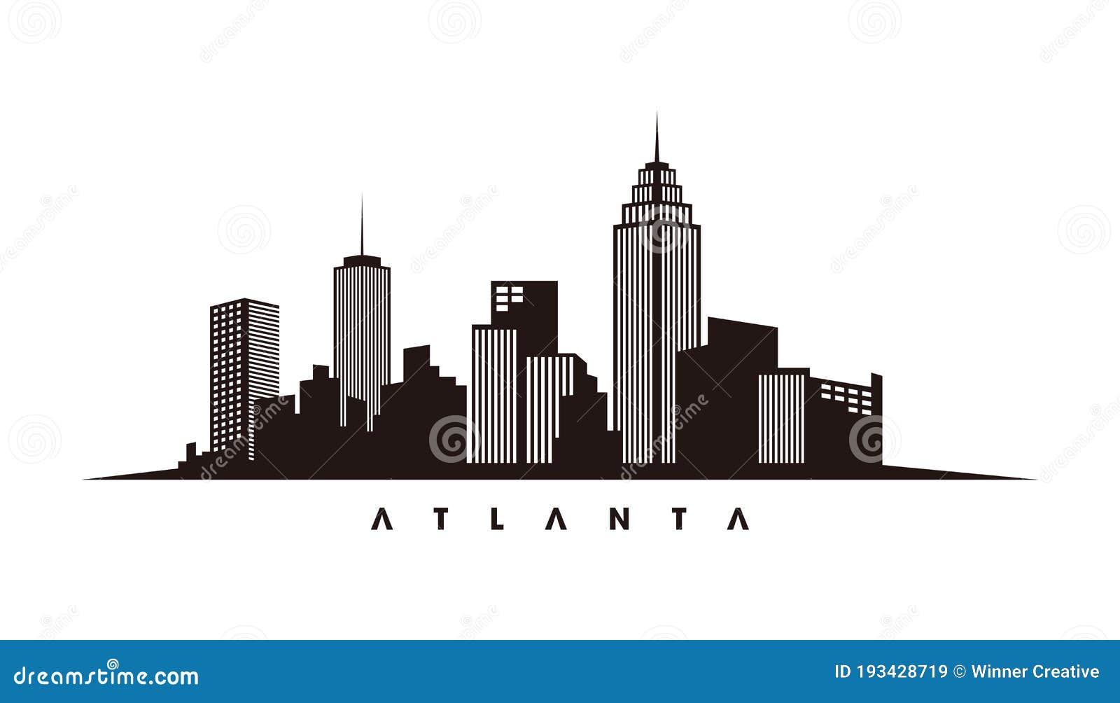 Big Set Of Atlanta Landmarks, Buildings, Symbols Cartoon Vector ...