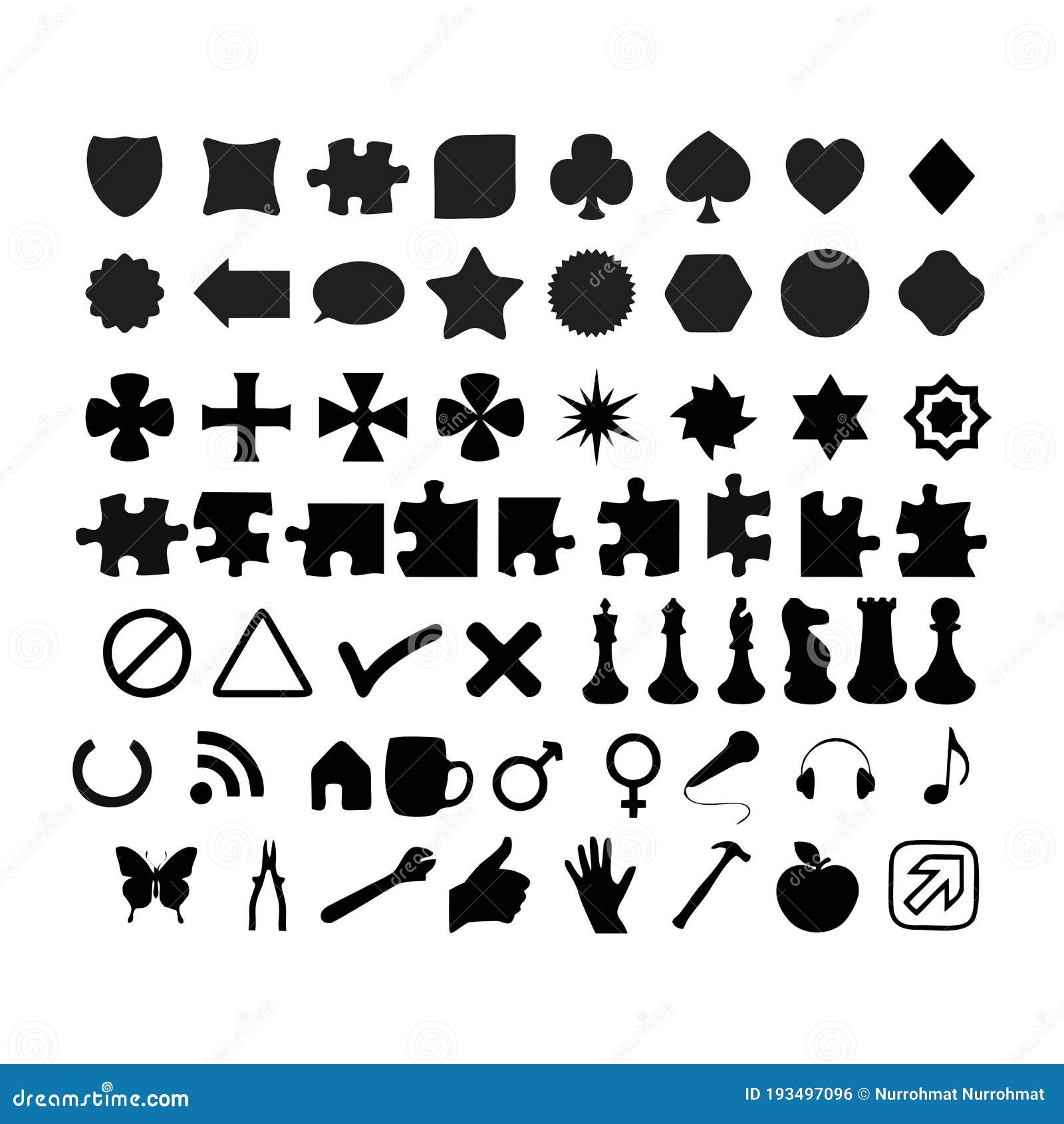 Set of Various Shapes and Symbols Stock Vector - Illustration of bubble ...
