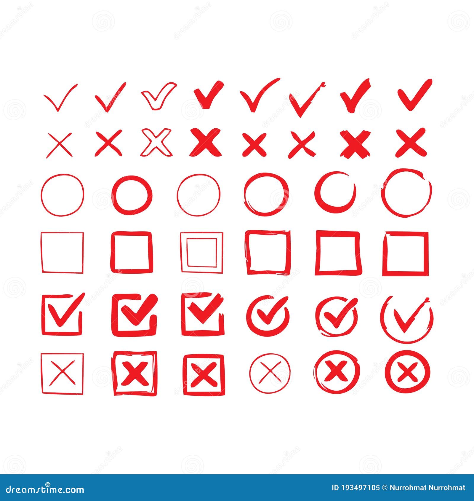 Doodle Check Marks. Hand Drawn Checkbox, Examination Mark And Checklist ...