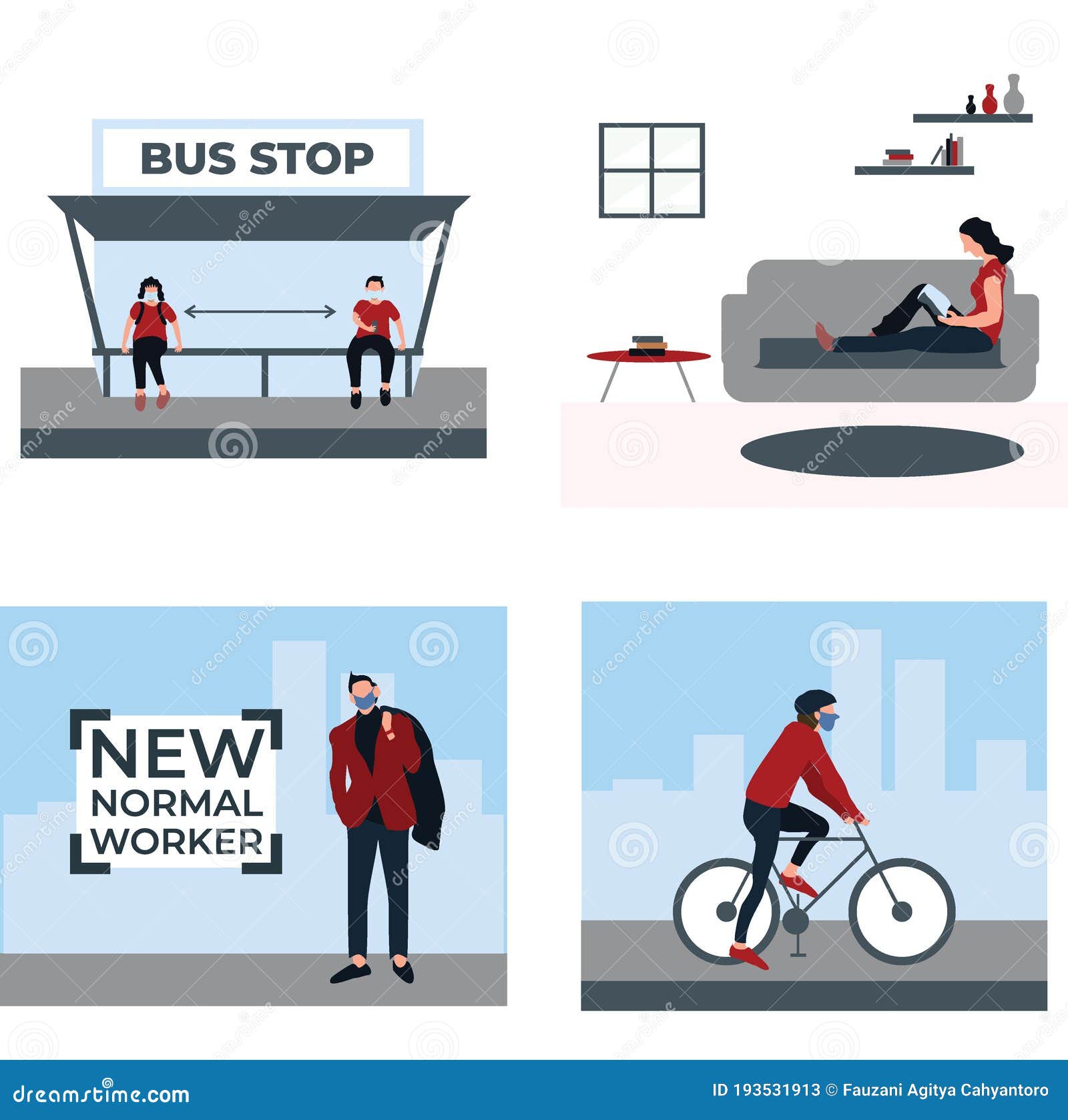 New Normal Worker Wearing Masker Vector Illustration | CartoonDealer ...