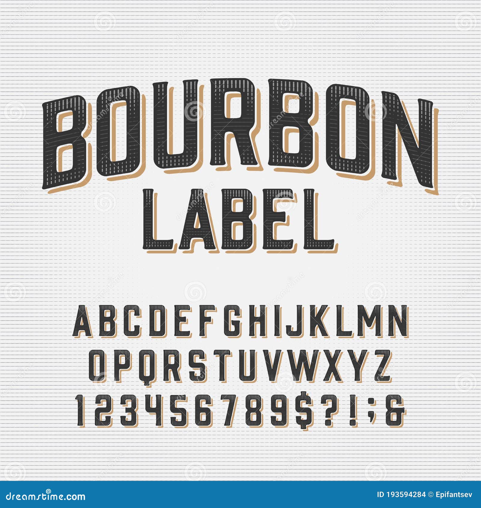 Bourbon Label Alphabet Font. Scratched Vintage Letters, Numbers and ...