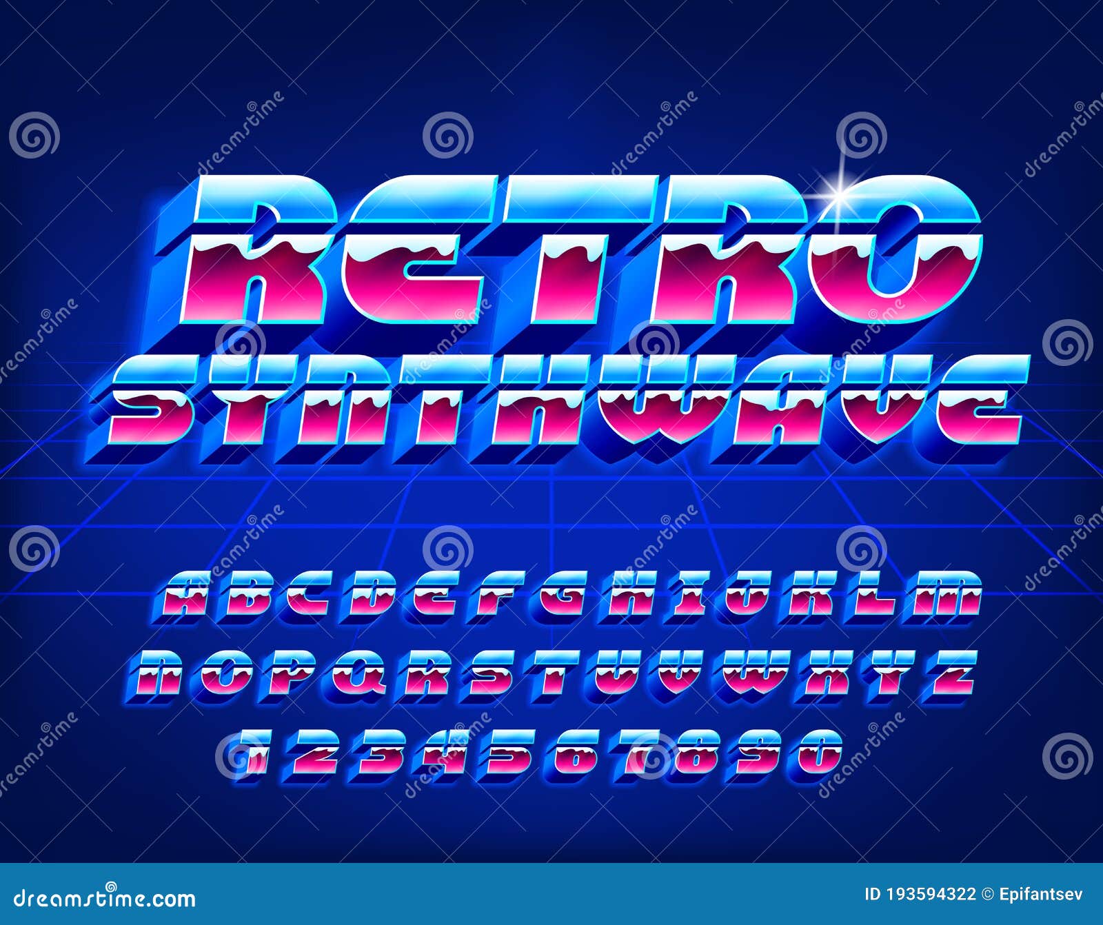 Retro Synthwave Alphabet Font. 3D Letters, Numbers and Symbols in 80s ...