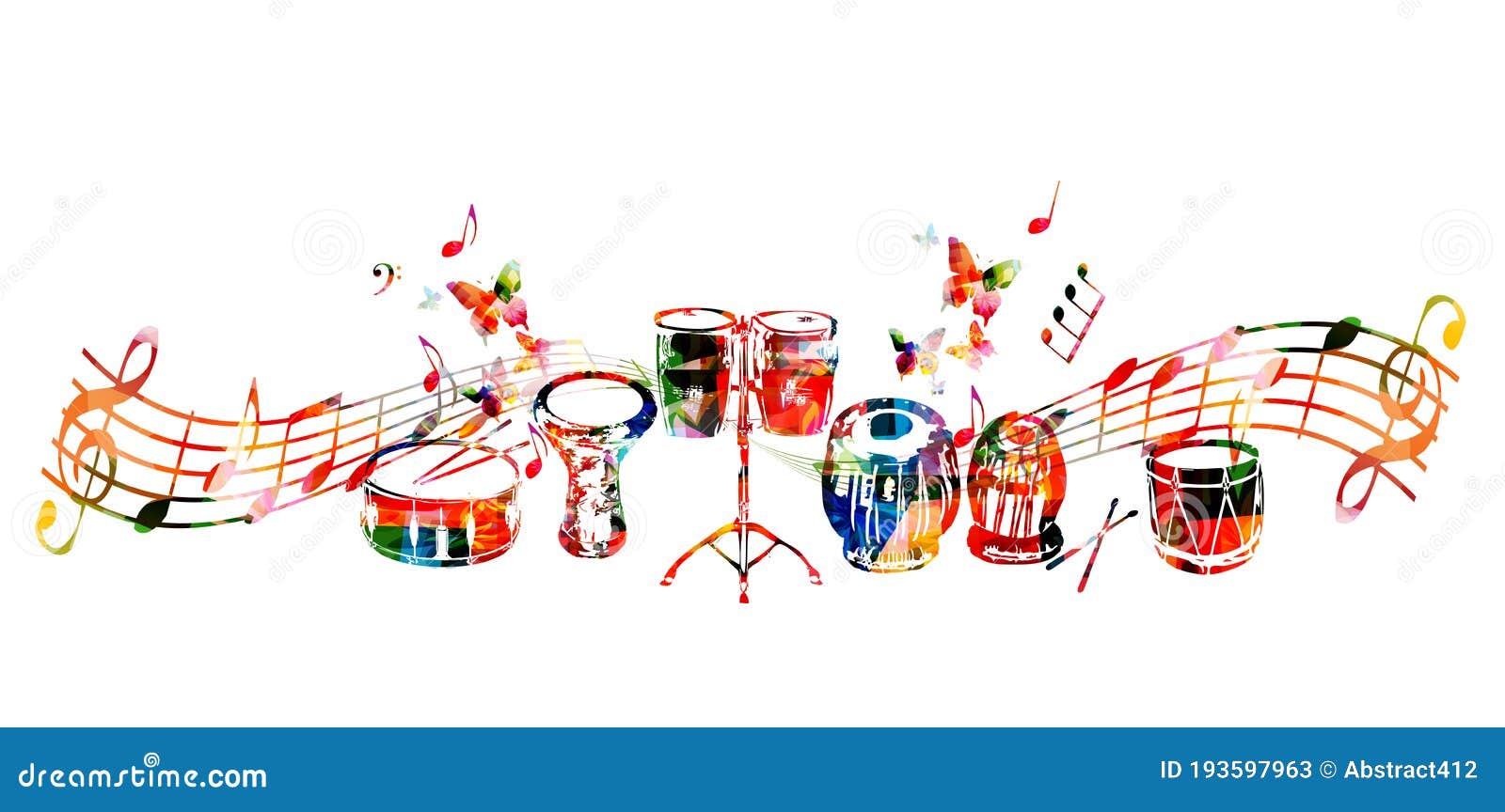 Music Instruments Background. Colorful Drum, Darbuka, Bongo Drums ...