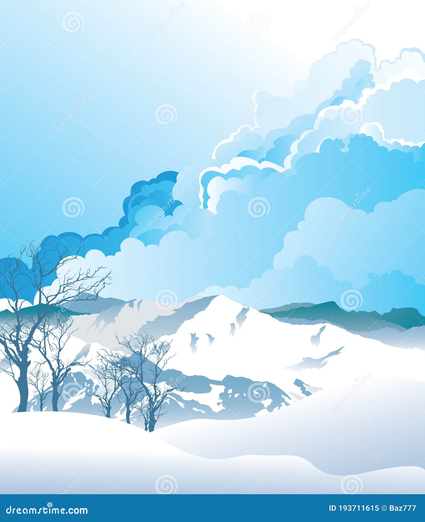 Alpine mountain scene stock vector. Illustration of cold - 193711615