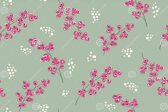 Snowing Pink Berry Seamless Vector Pattern. Stock Vector - Illustration ...