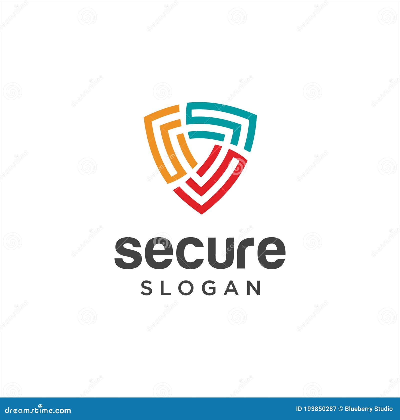 Abstract Secure Logo Design Colorful. Shield Logo Line Art Template ...