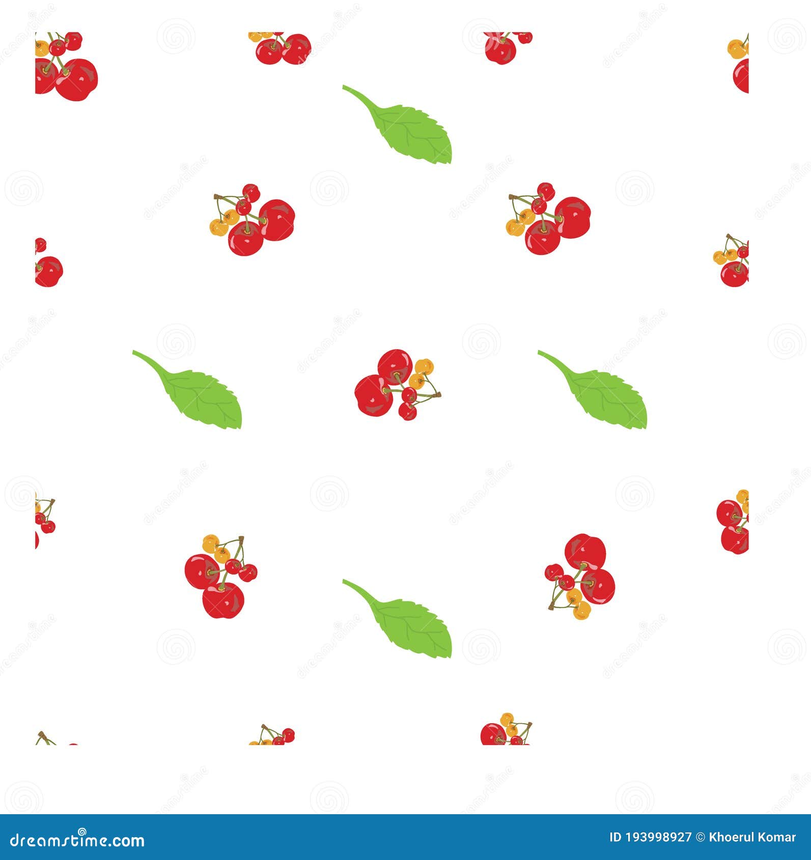 Seamless Pattern with Fun Red Cherries and Orange Cherries Stock Vector ...