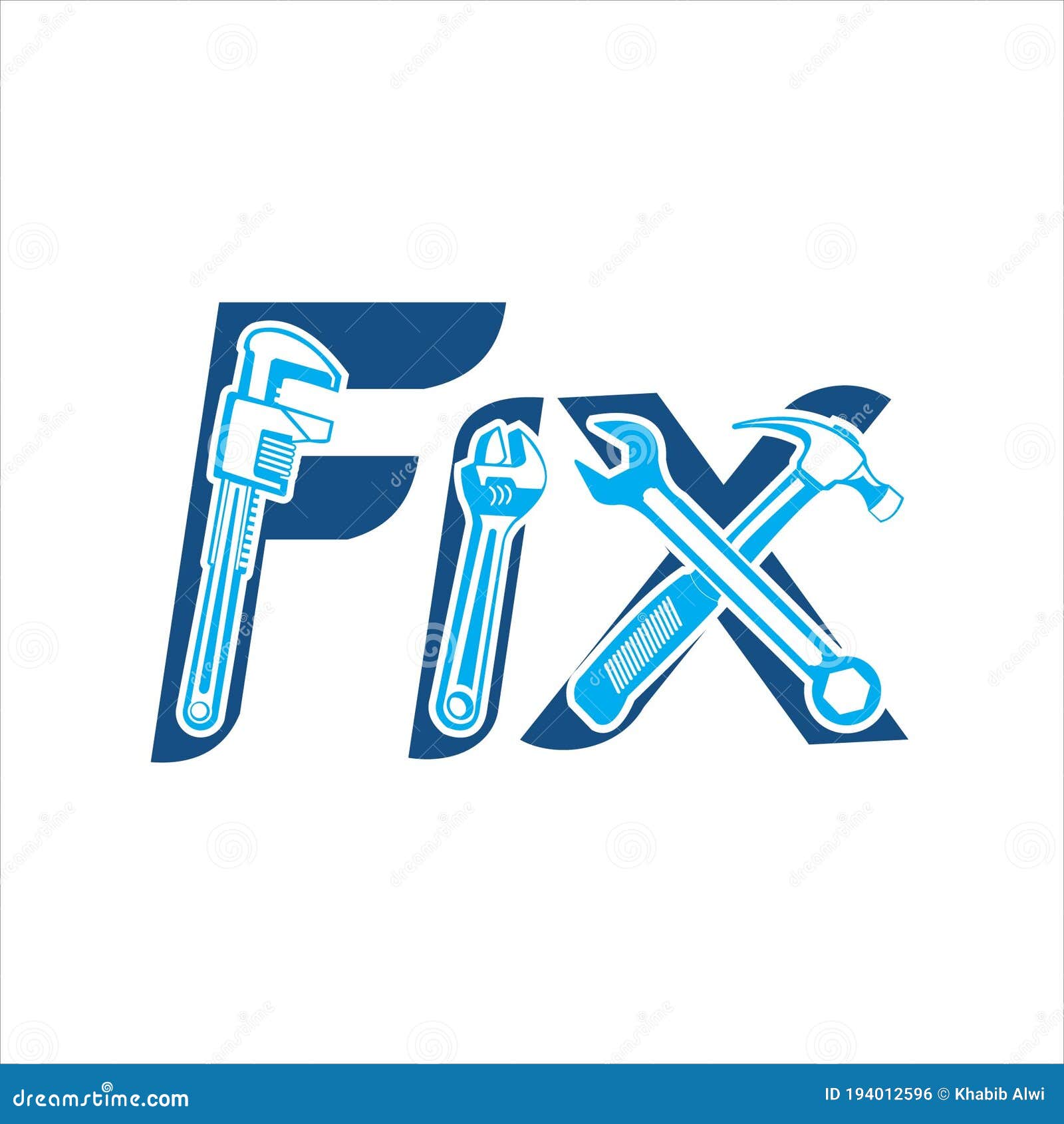 Wrench Fix Exclusive Logo Design Inspiration Exelent Stock Vector ...