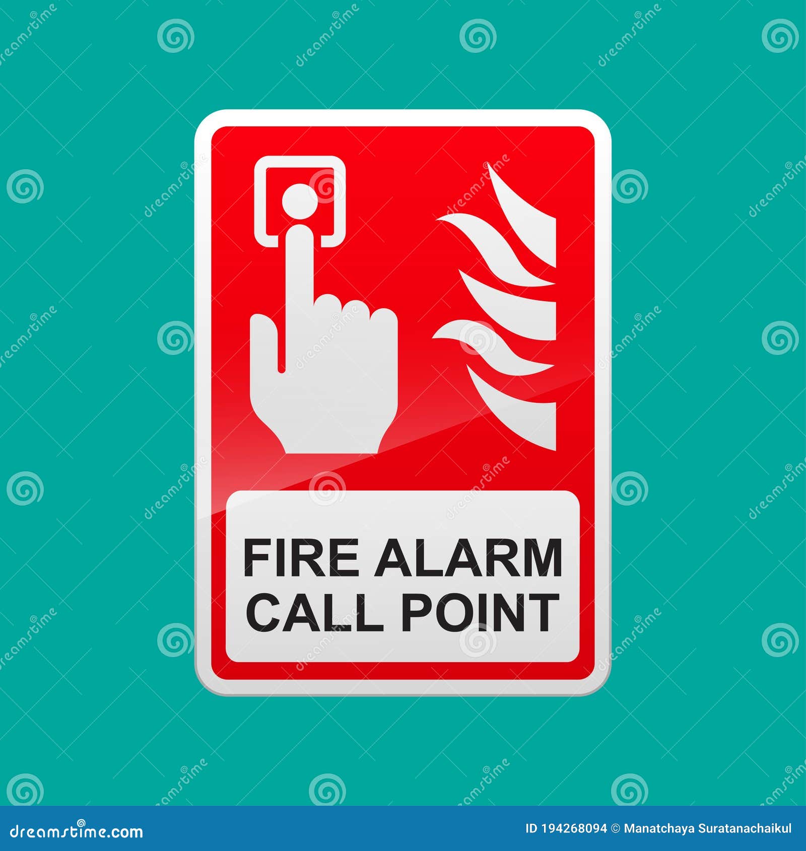 Fire Alarm Call Point Sign Isolated on Background Stock Vector ...