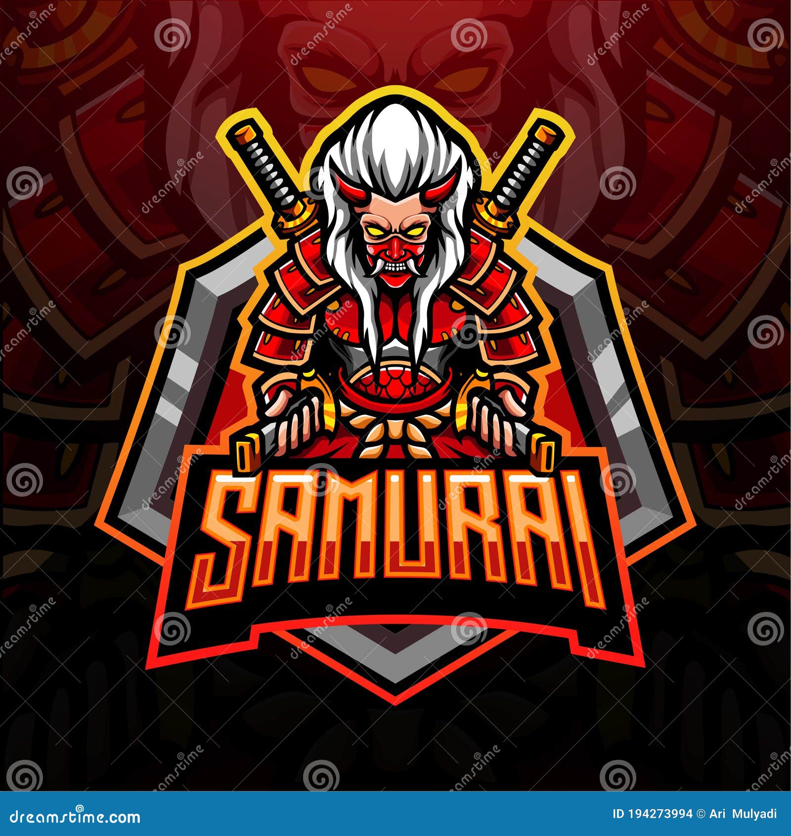 Bushido Esport Mascot Logo Design Cartoon Vector | CartoonDealer.com ...