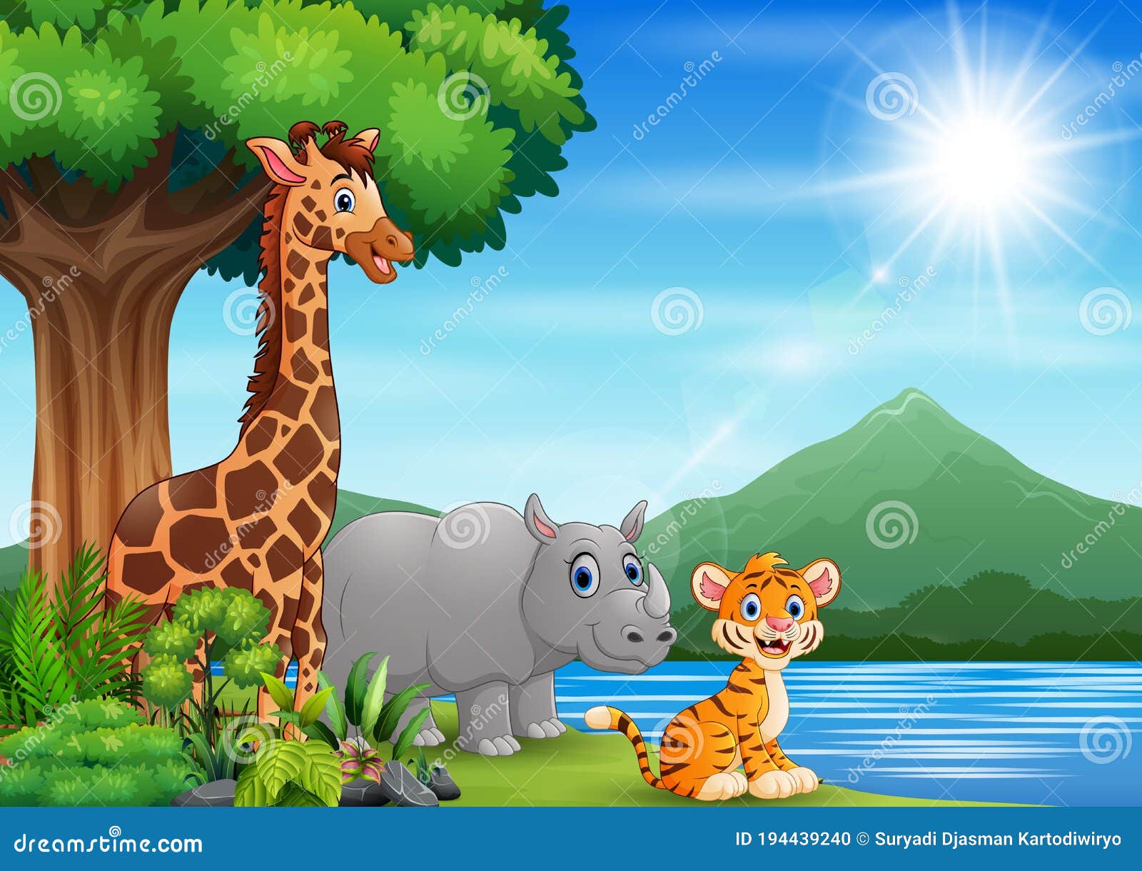 Wild Animal Playing in Nature Landscape Stock Photo - Image of giraffe ...