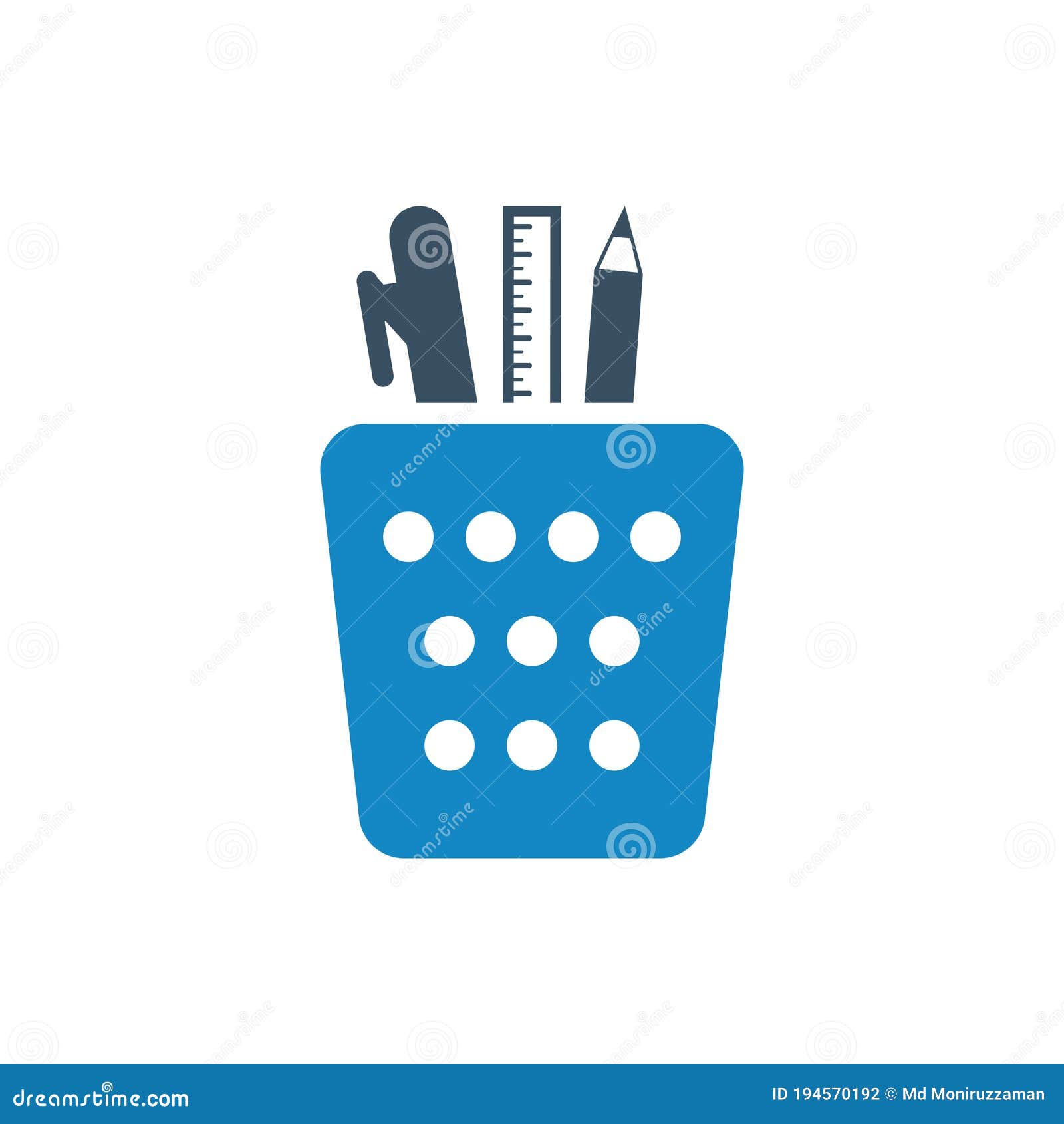 Office Pen Box Pen Supplies Icon Vector Illustration Stock Vector ...