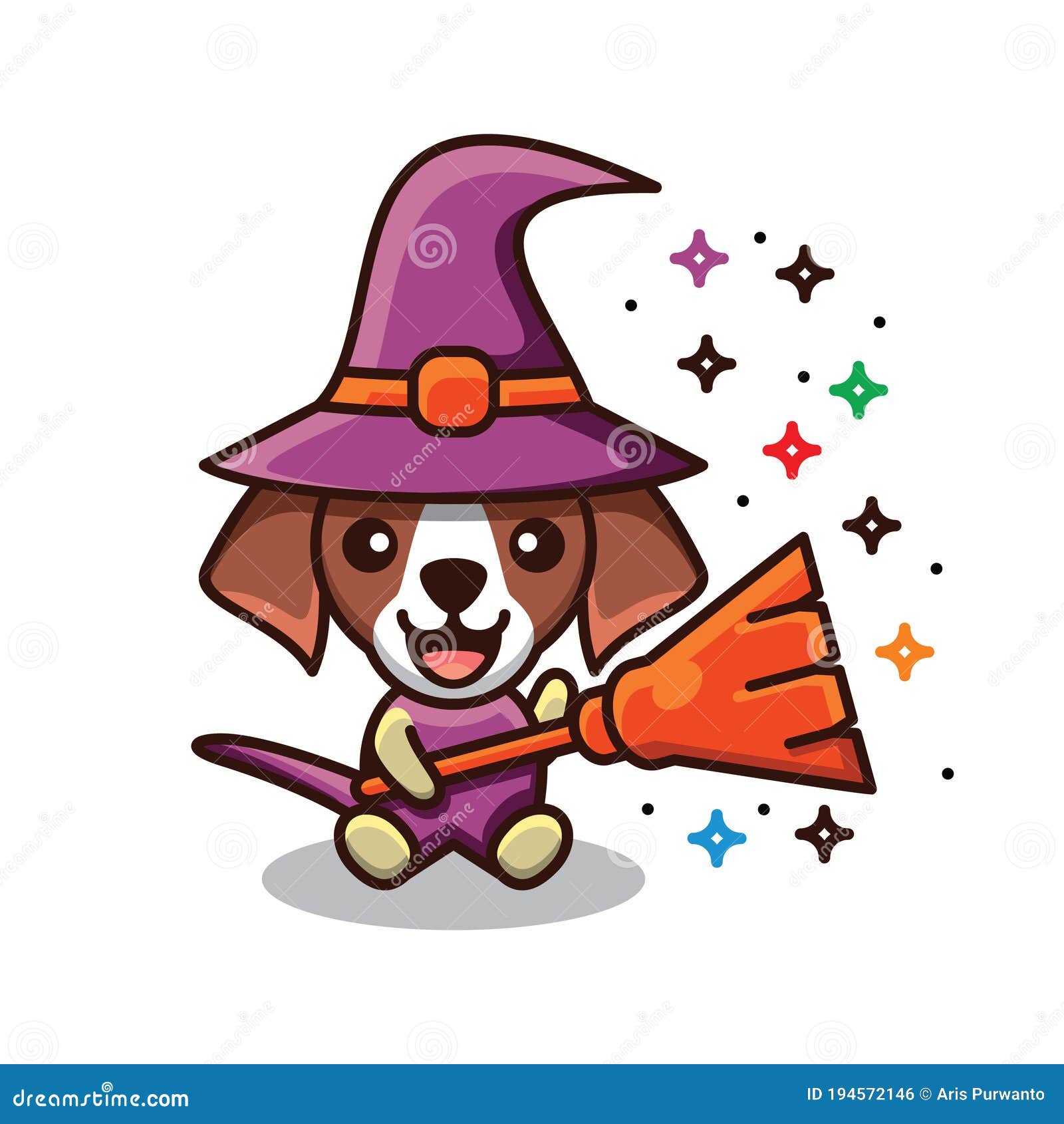 The magic dog in the hat stock vector. Illustration of digging - 194572146