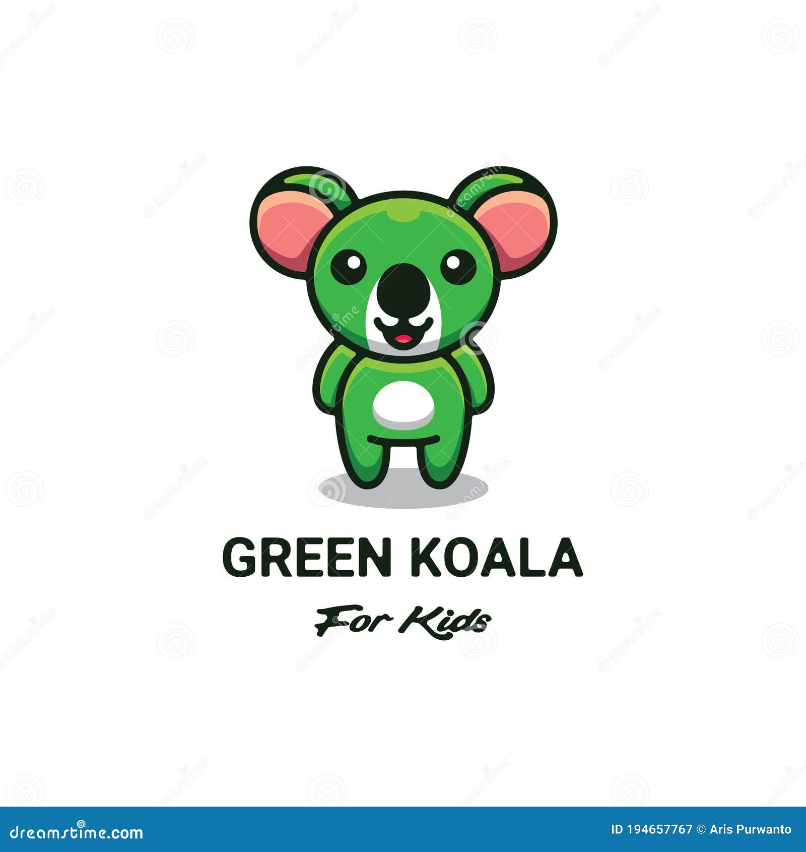 Cute panda in green color stock vector. Illustration of bear - 194657767