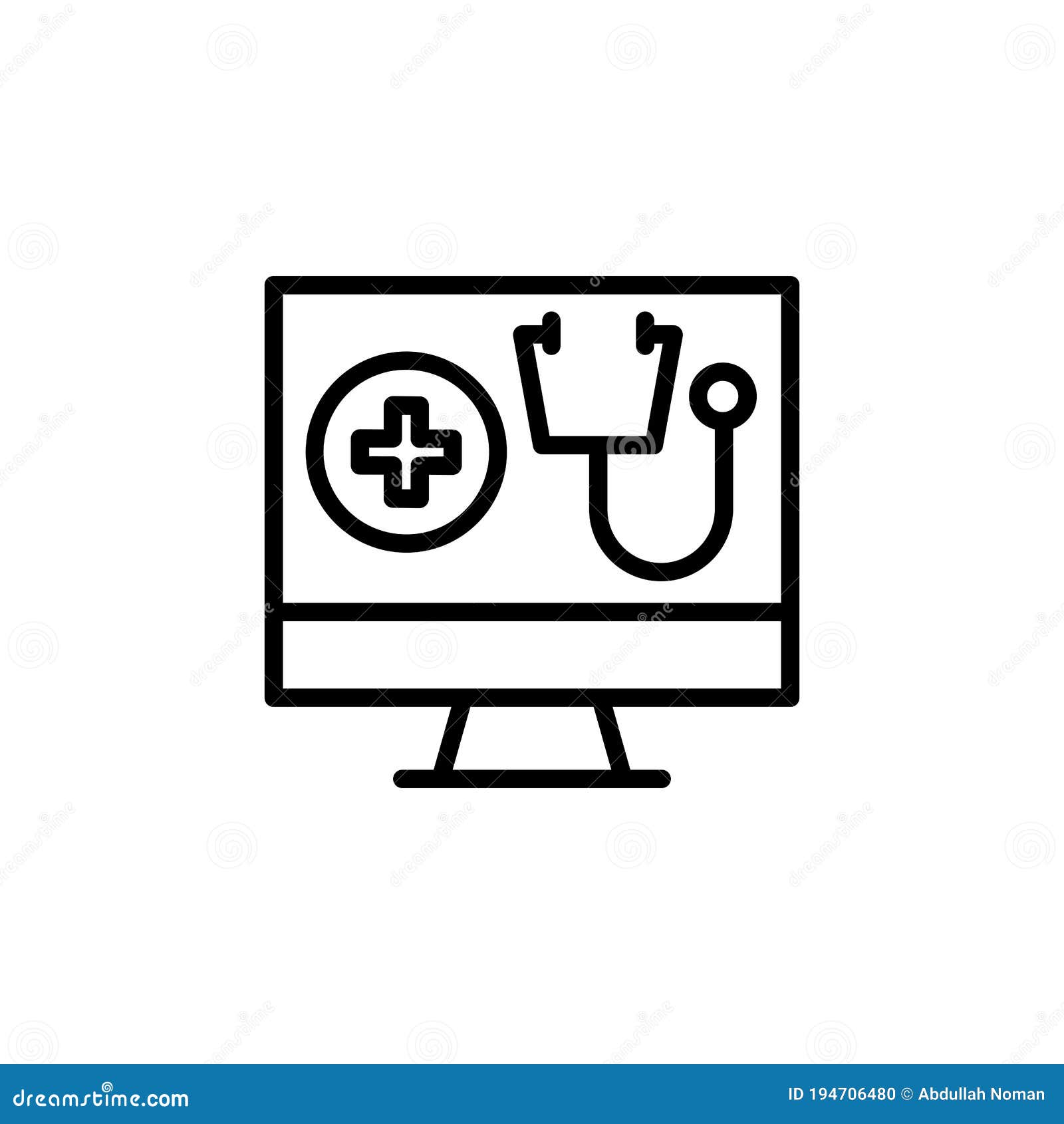 Medical Computer Icon Black Stock Vector - Illustration of bone, glass ...