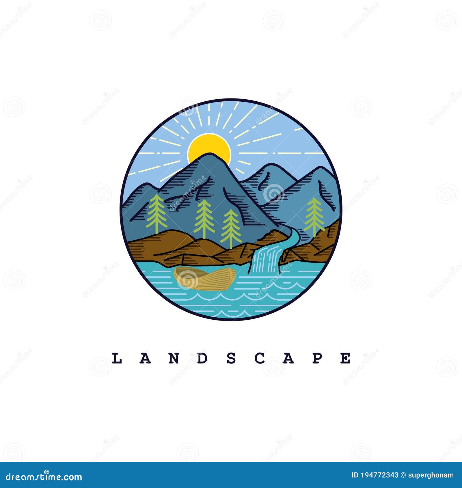 Nature View Illustration Logo Design Template Stock Vector ...