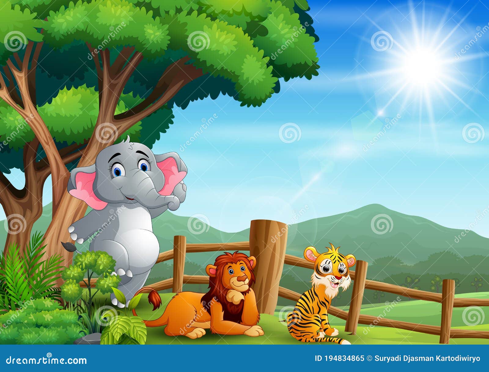 Wild Animals Sitting and Enjoying at the Zoo Stock Vector ...