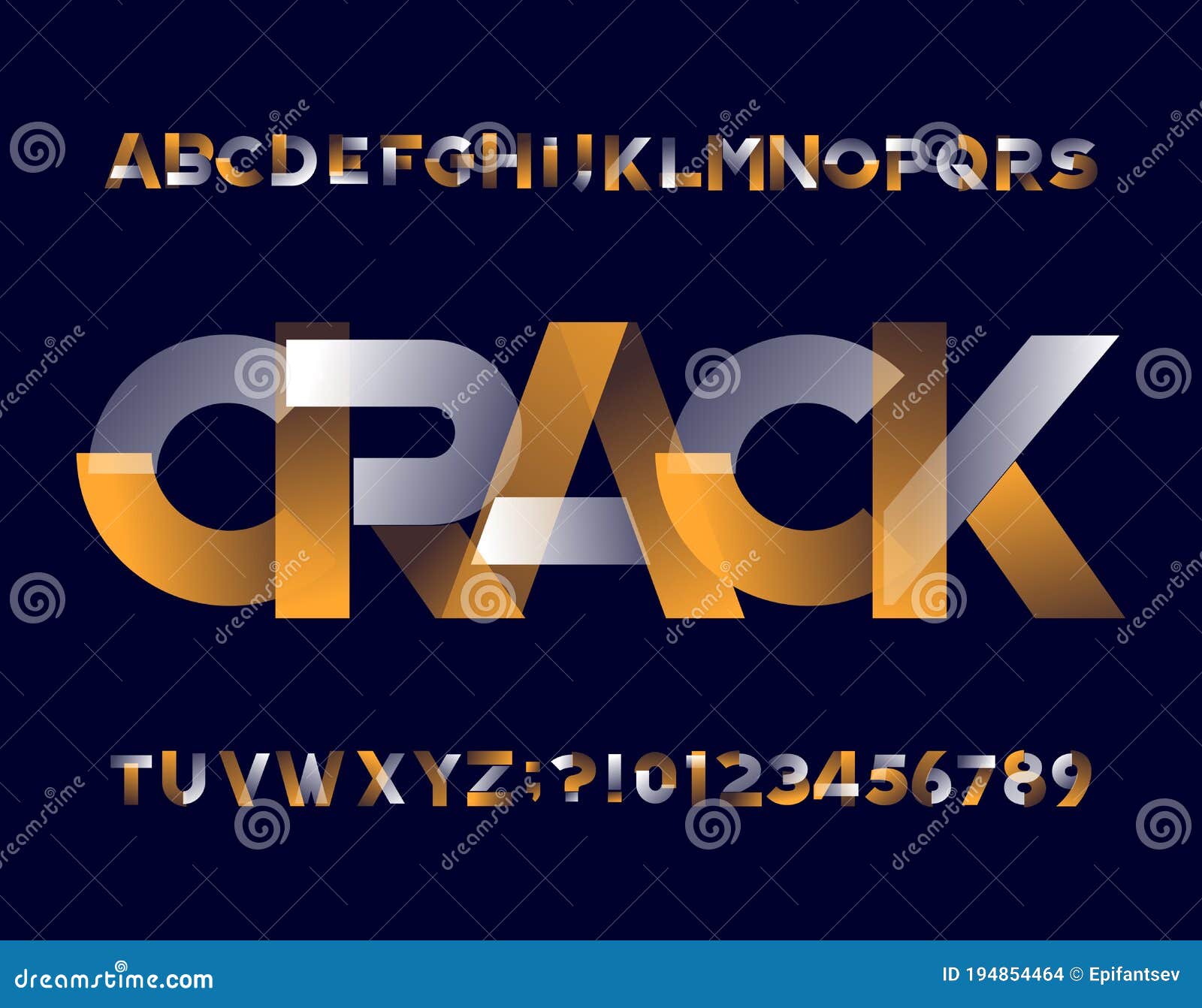 Crack Alphabet Font. Abstract Geometric Letters and Numbers Stock ...