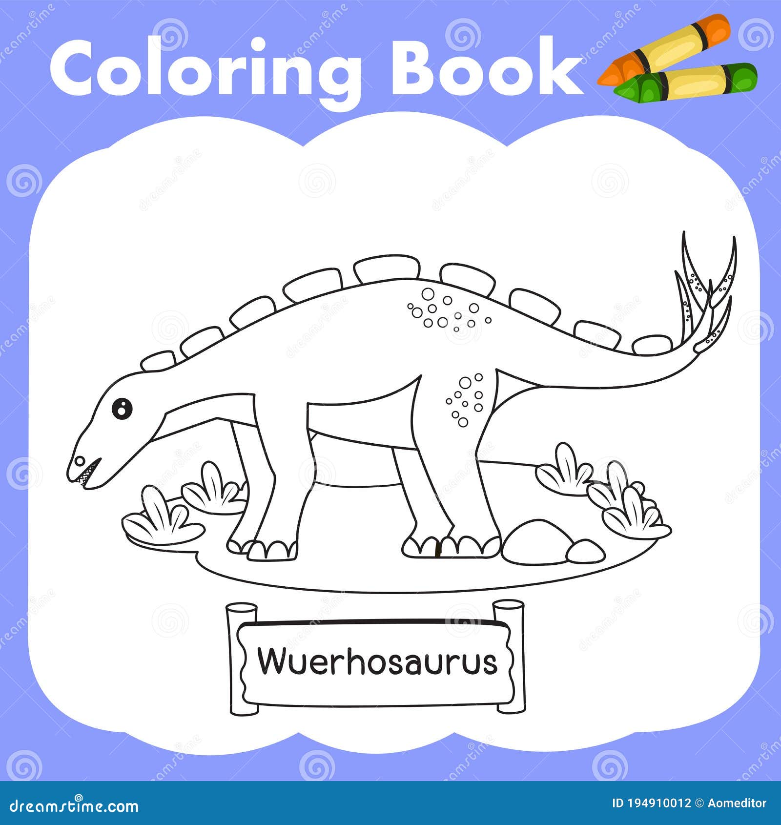 Illustrator Of Coloring Book Dinosaur Hadrosaurus Vector Illustration ...