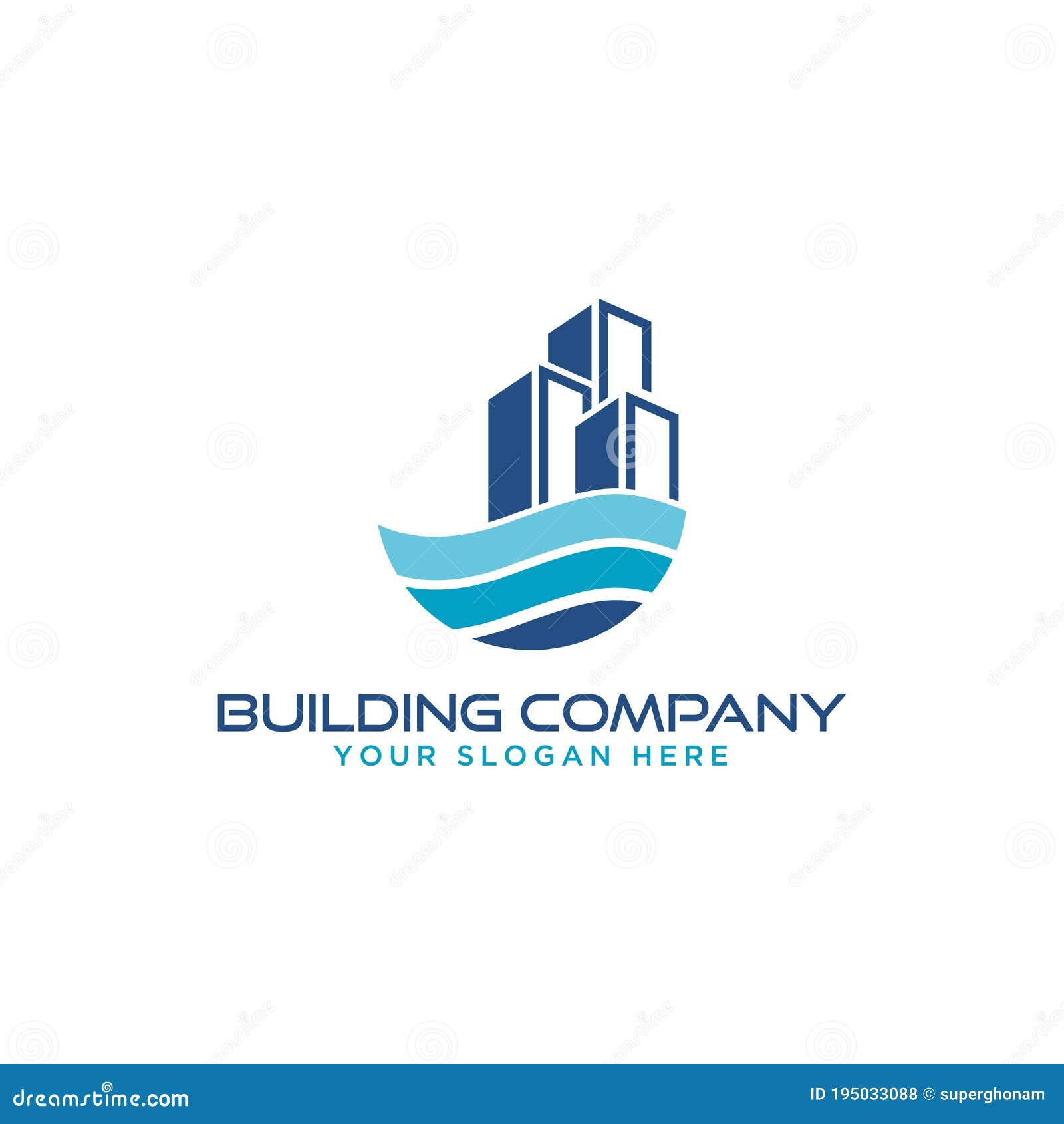 Building with Wave Logo Design Template.real Estate,property,apartment ...