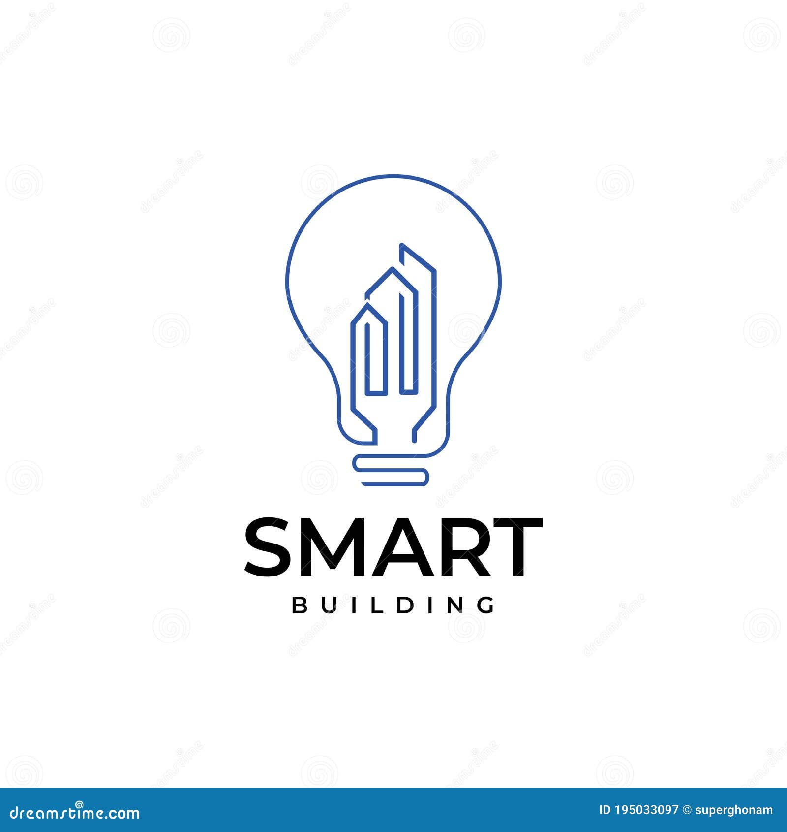 Smart Light Bulb Line Vector Logo Template Art Building Idea Concept ...