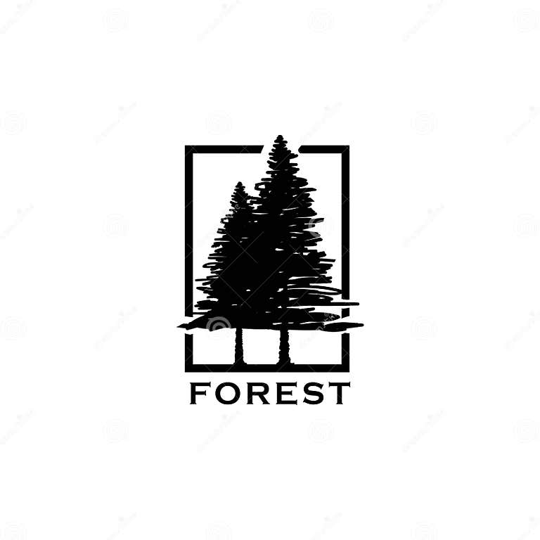 Pine Forest Logo Design Symbol.evergreen Woodland Symbol Stock Vector ...
