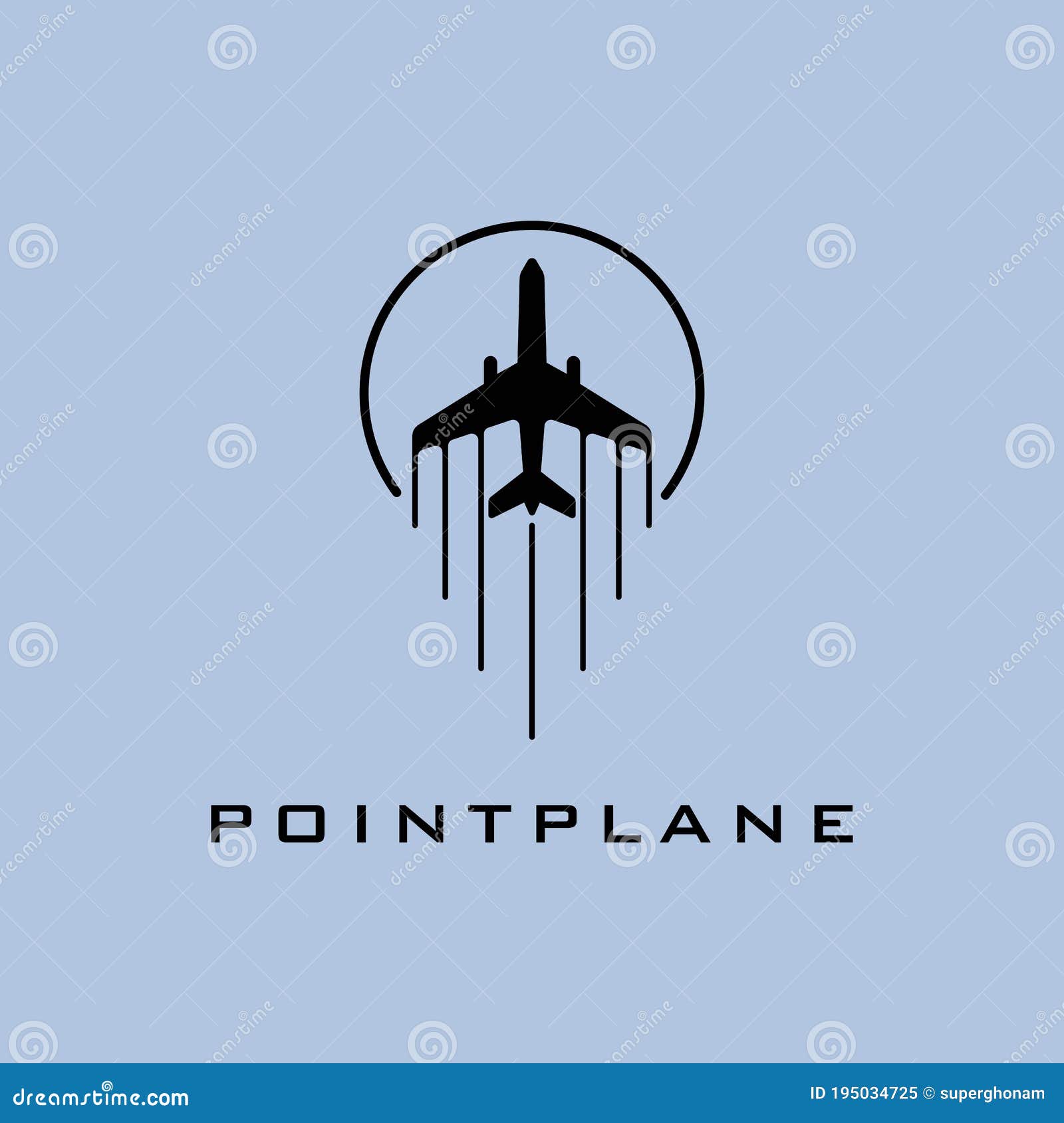 Air Plane with Point Shape Logo Design Template.Vector Stock Vector ...