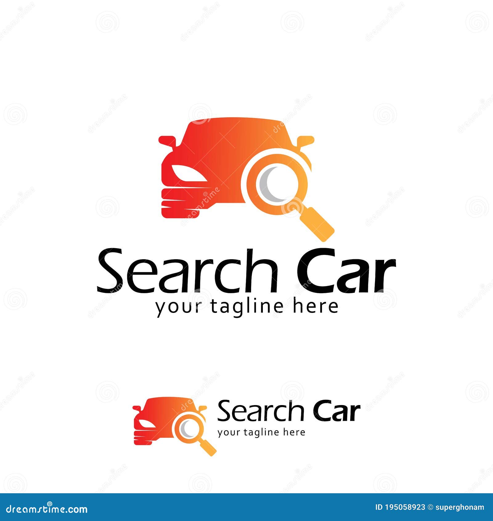 Search Car Logo Design Template.Car with Glass Symbol. Stock Vector ...